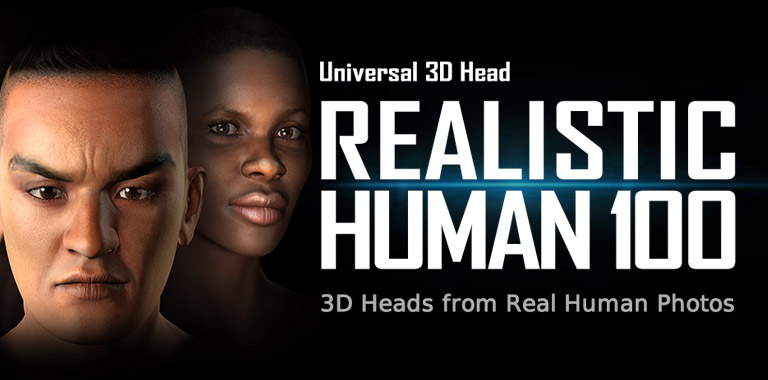 3D Head - Realistic Human 100 for 3D Character Creation
