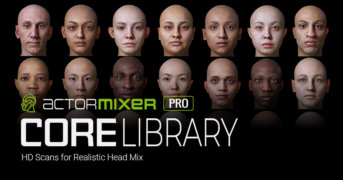 ActorMIXER Core Library: 40+ HD 3D Scanned Heads for CC5