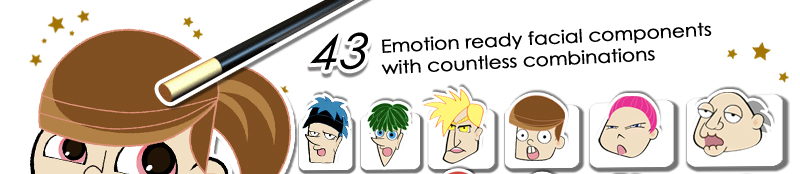 CrazyTalk Animator Content: Comical Style -Facial Component Library