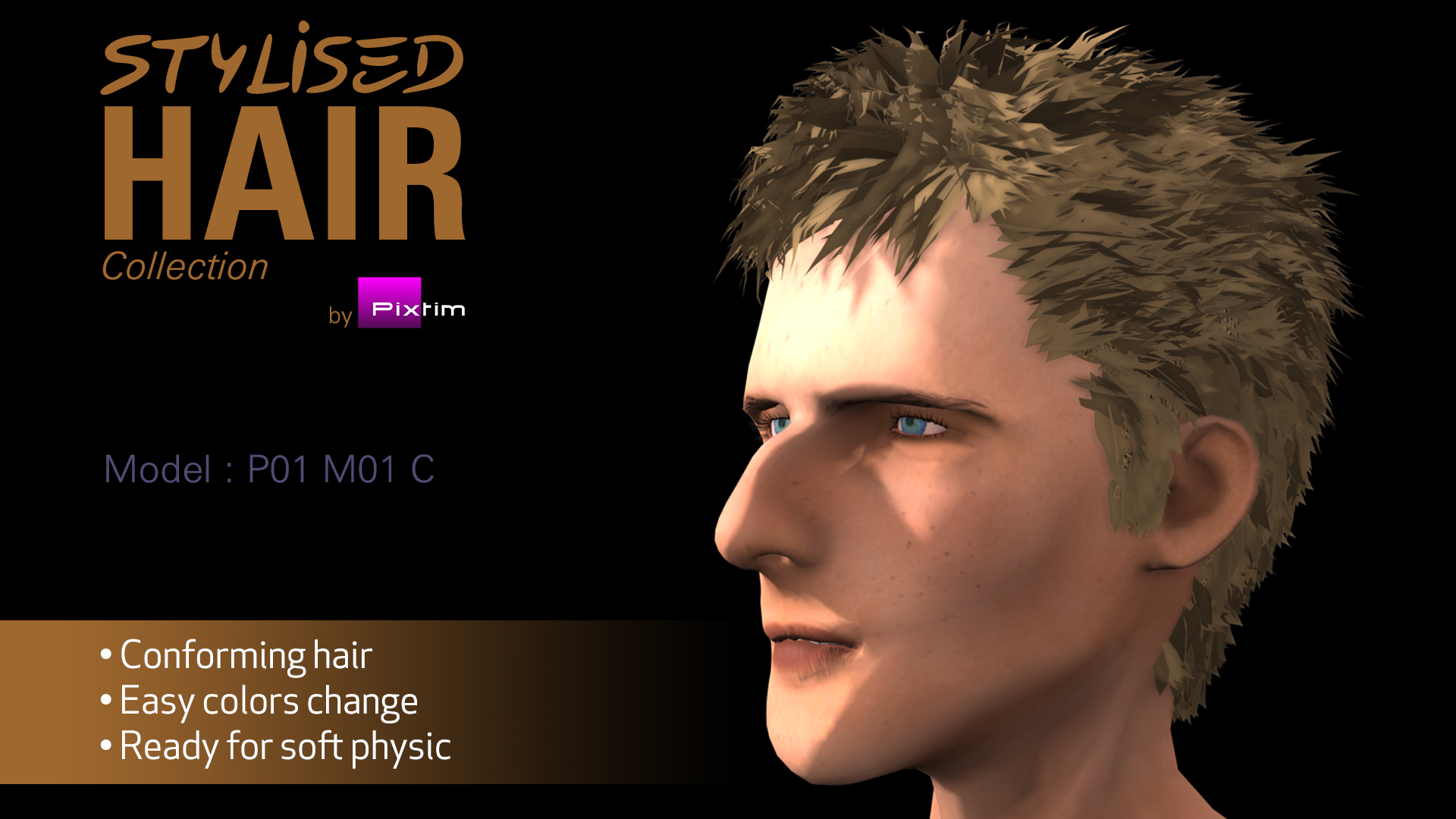 Stylized Male Hair 01 - Character Creator/Hair - Reallusion Content Store
