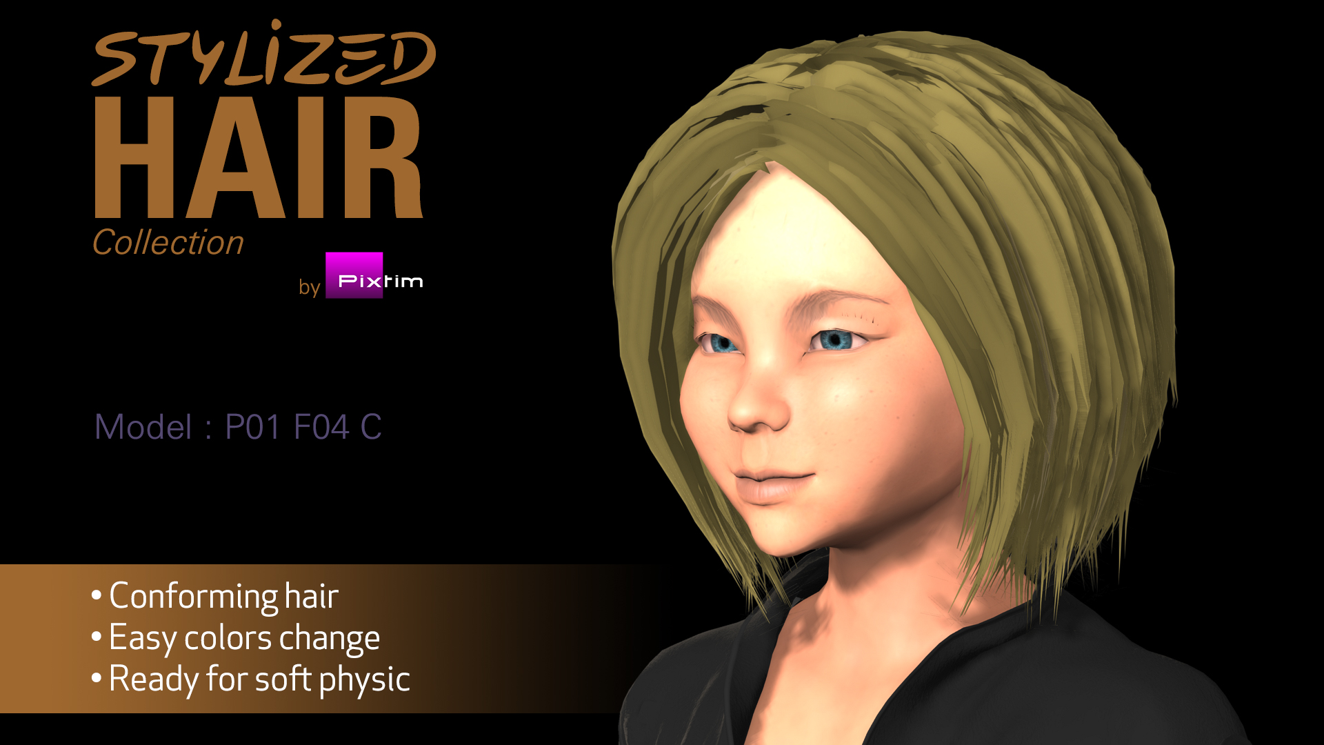 Stylized Female Hair 04 - Character Creator/Hair - Reallusion Content Store
