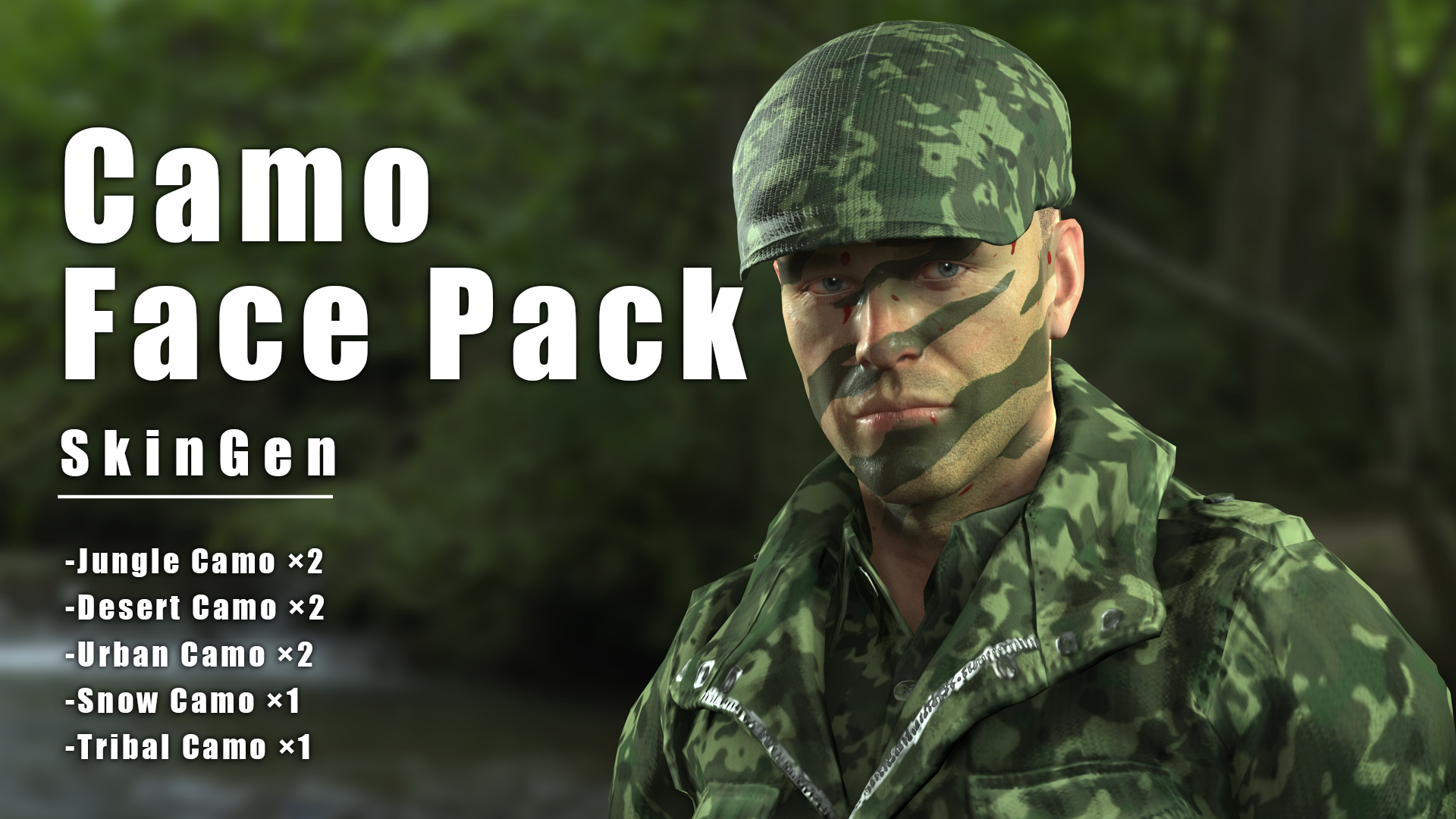 Camo Face Pack - Character Creator/Skin - Reallusion Content Store