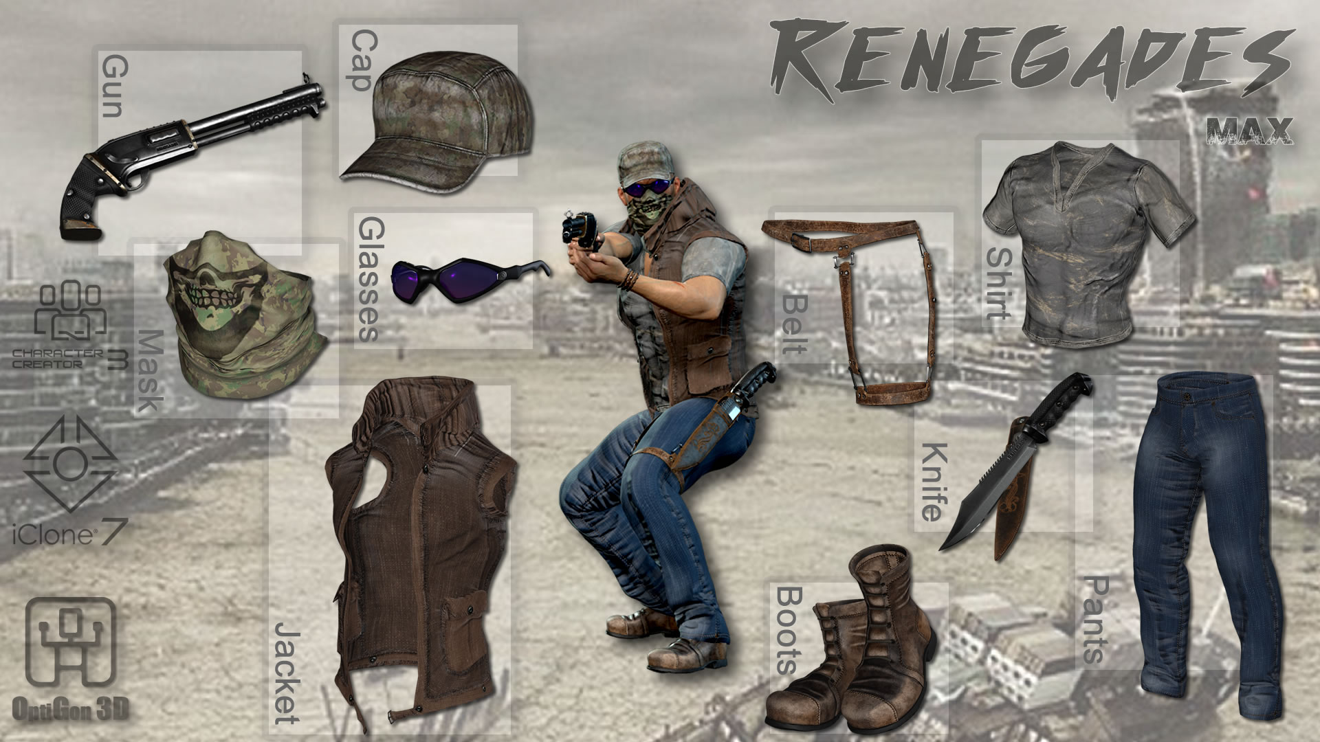 Full Renegade Set - Character Creator/Accessory - Reallusion Content Store