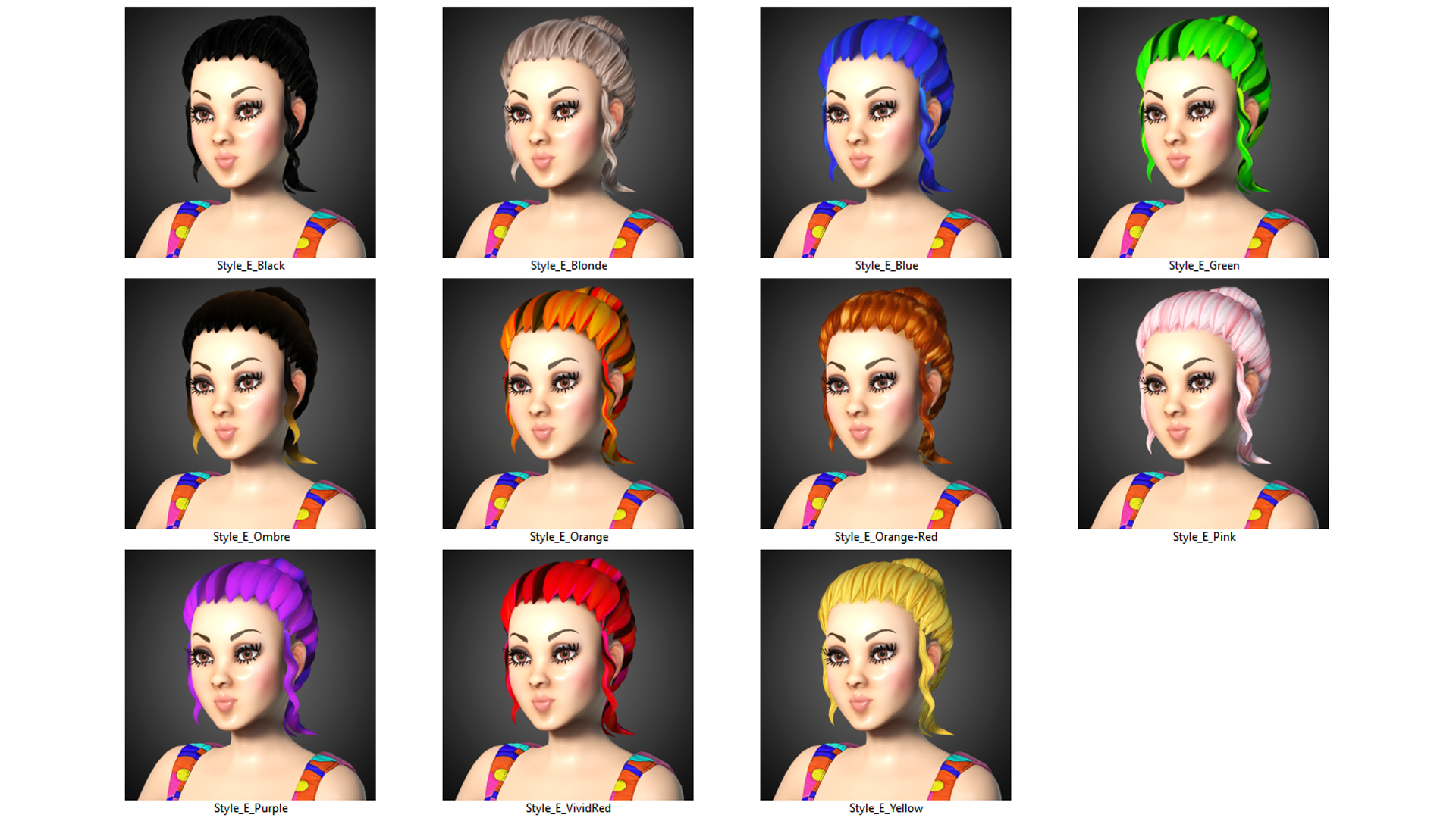 Female Toon Hair 7 Pack - Character Creator/Hair - Reallusion Content Store