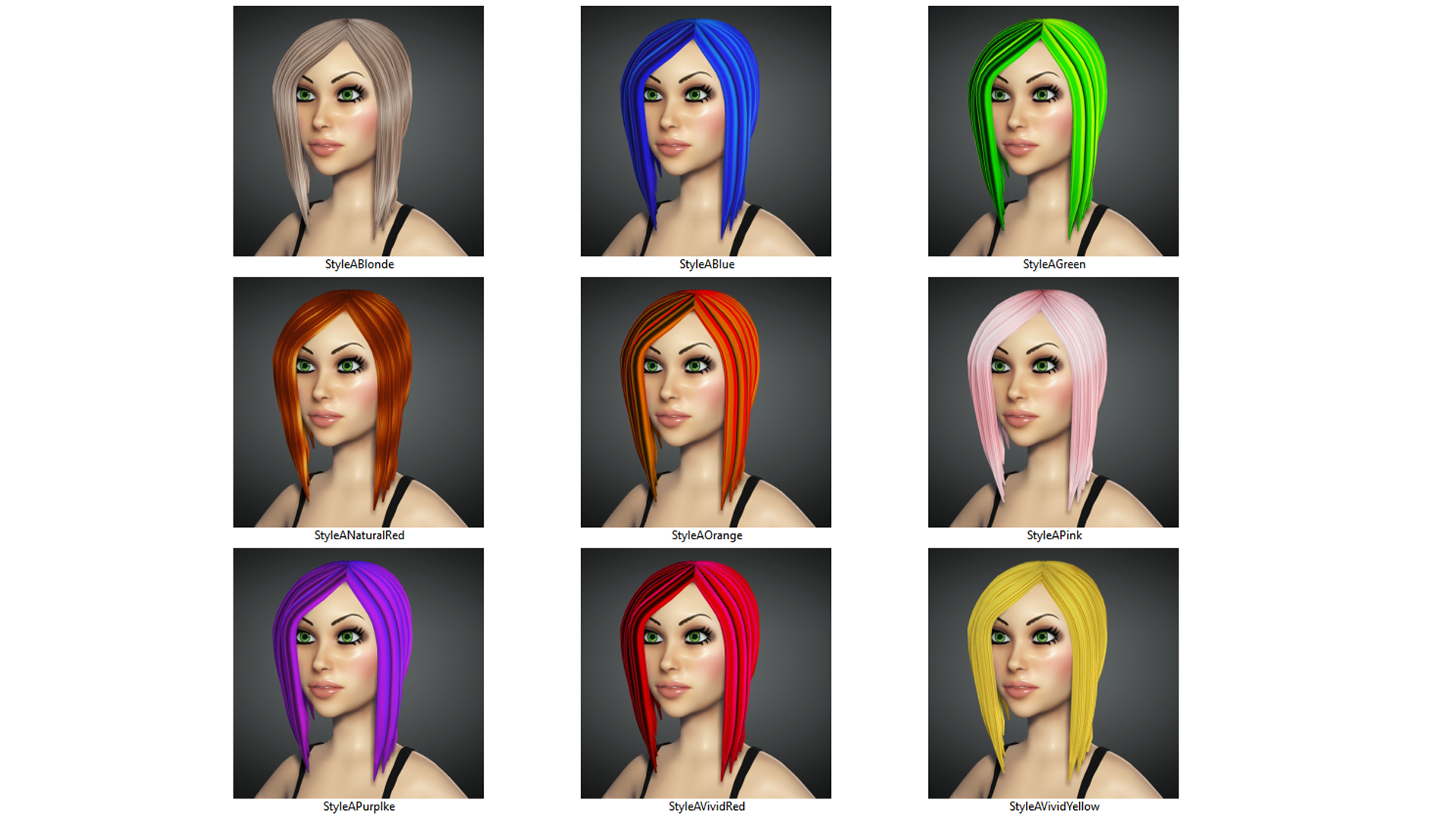 Female Toon Hair 7 Pack - Character Creator/Hair - Reallusion Content Store
