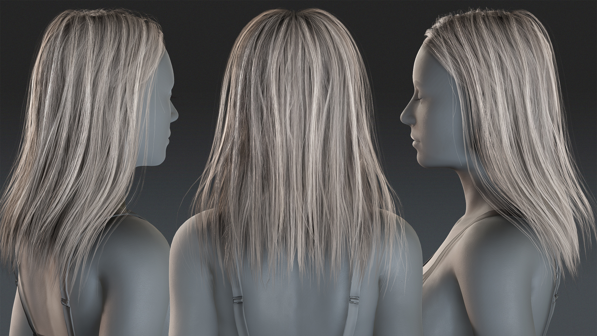 Long Middle Part Hair - Character Creator/Hair - Reallusion Content Store