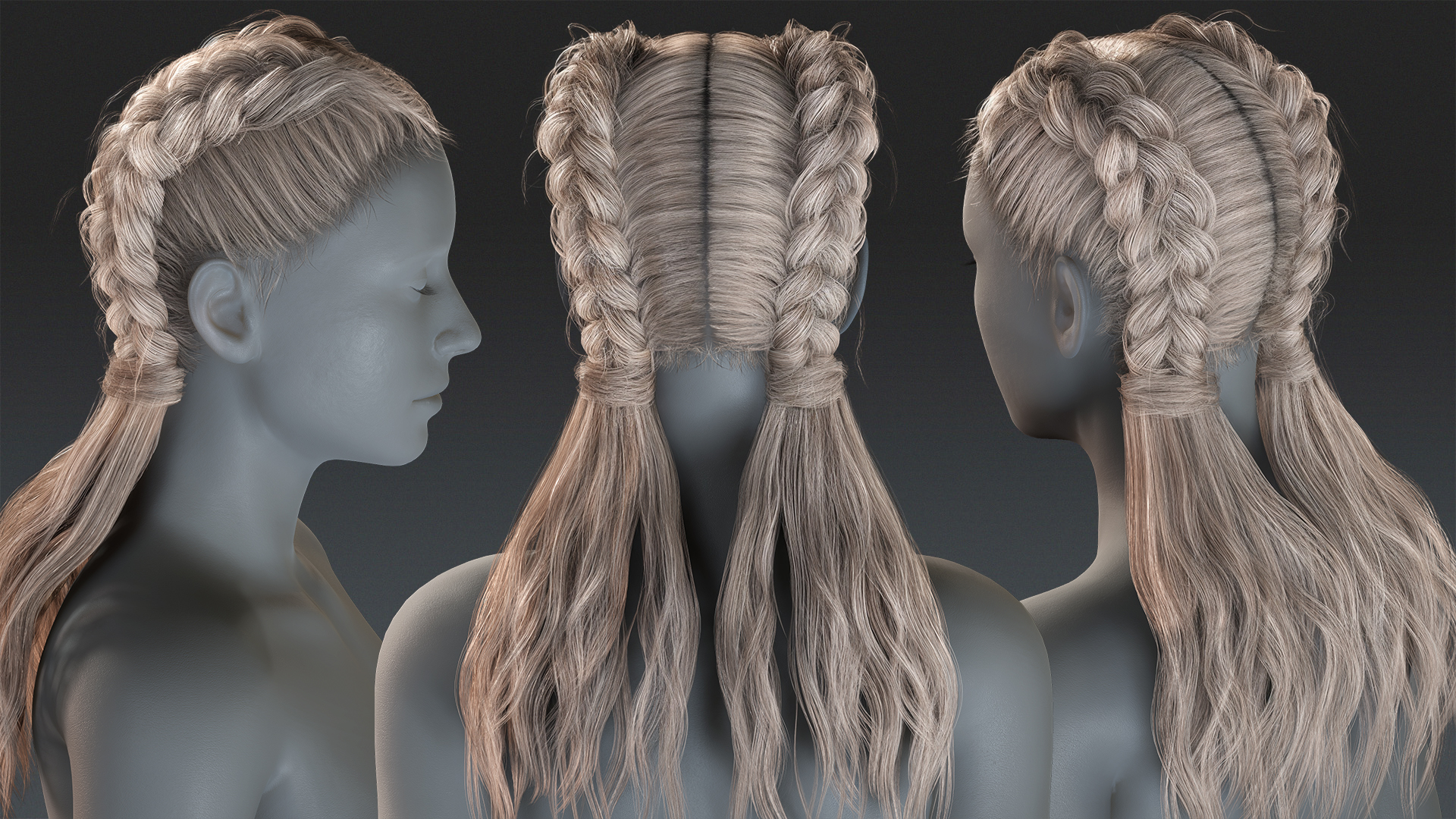 Double Braids Hair - Character Creator/Hair - Reallusion Content Store