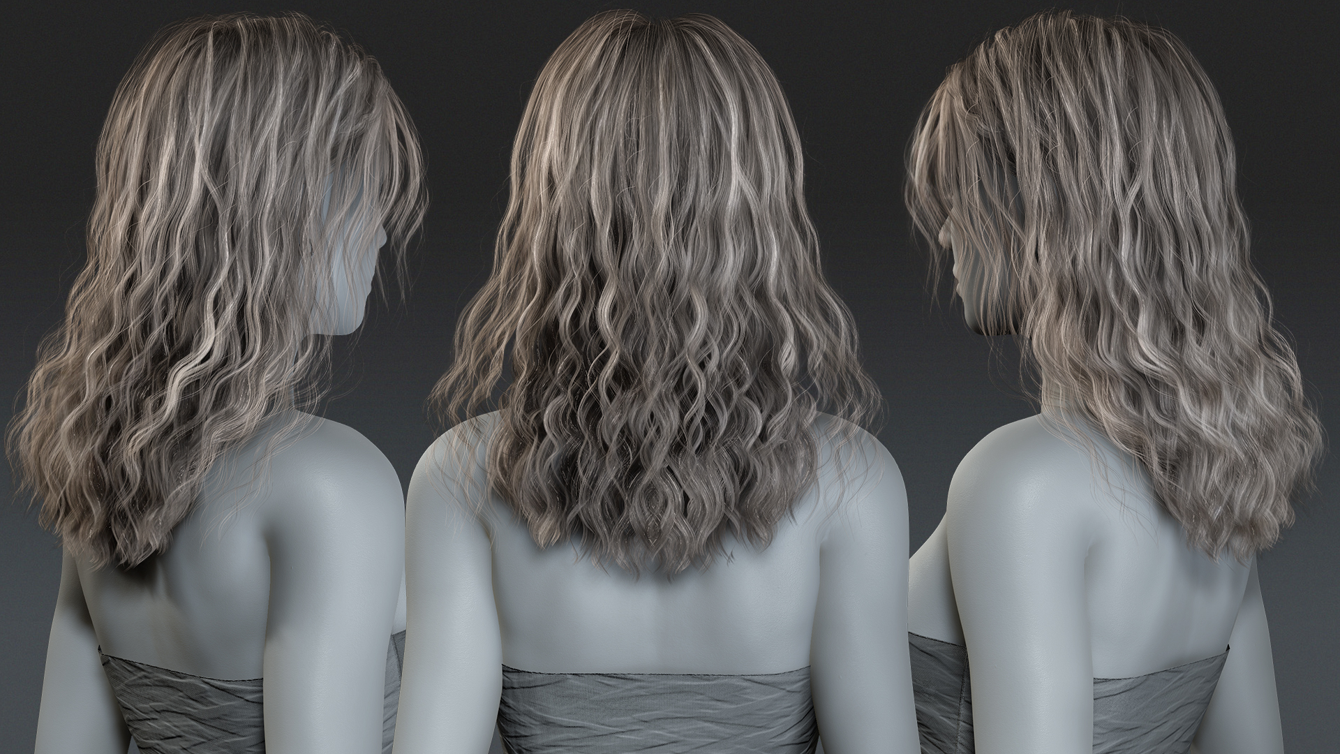 Long Wavy Center Part Hair - Character Creator/Hair - Reallusion ...