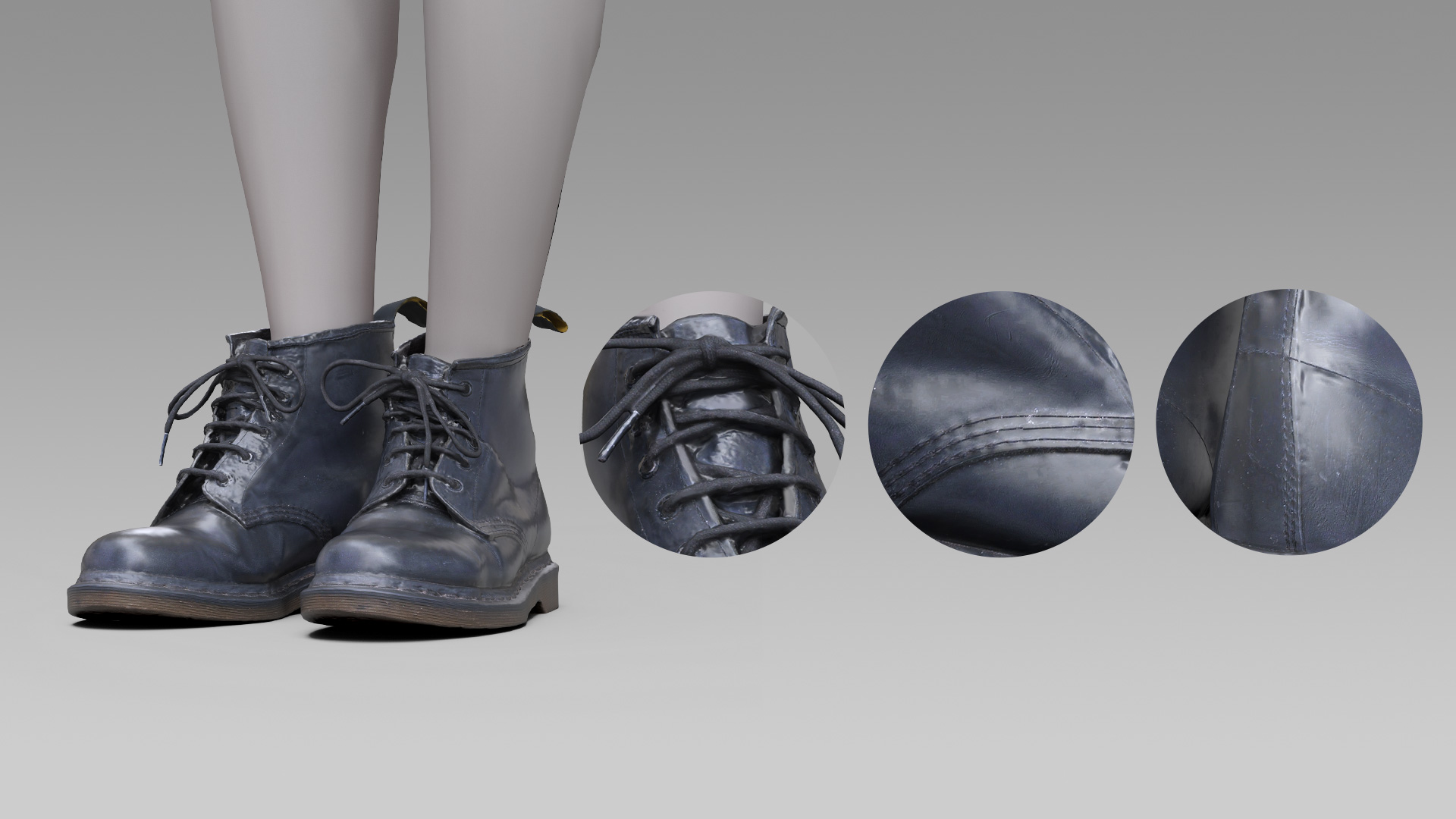 Black Leather Boots - Character Creator/Outfit - Reallusion Content Store