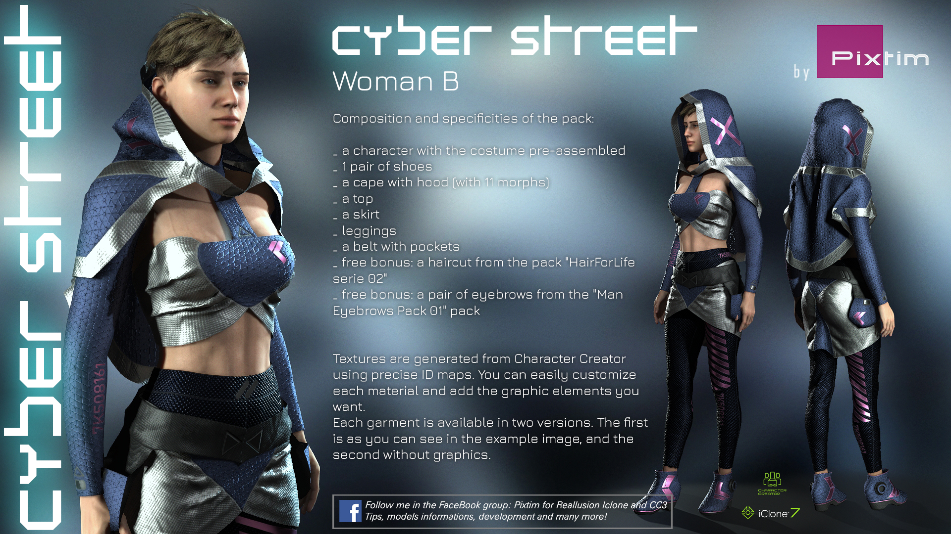 Cyber Street Woman B - Character Creator/Actor - Reallusion Content Store