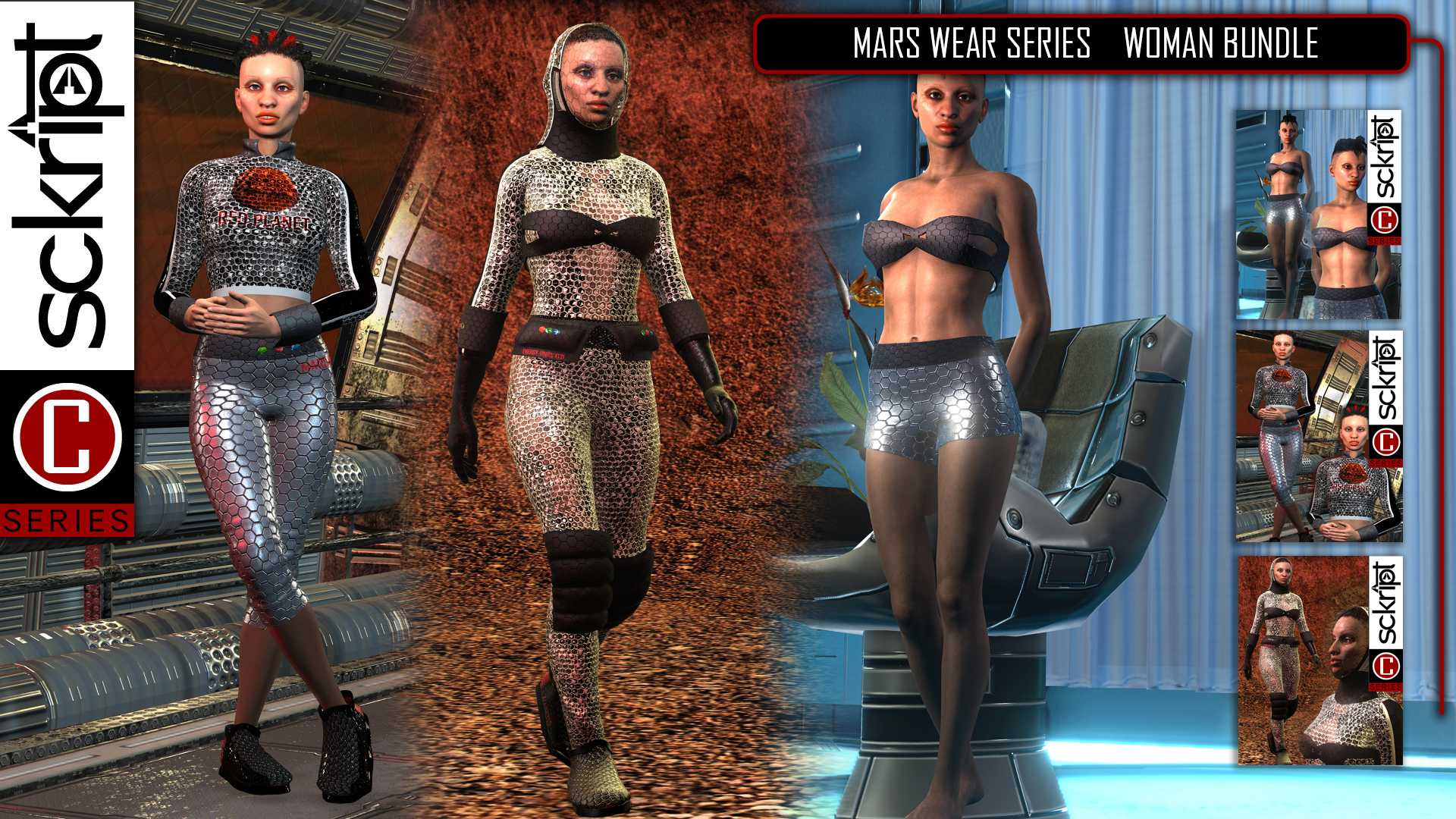 Sckript Mars Wear Woman Collection Bundle - Character Creator/Outfit - Reallusion Content Store