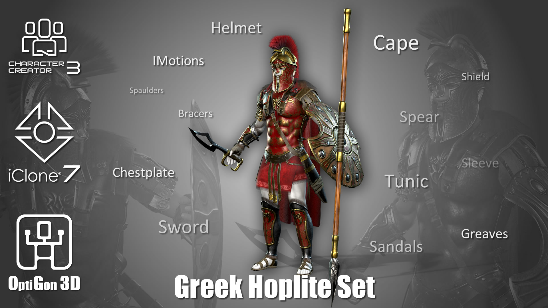 Greek Warrior Full Set - Character Creator/Outfit - Reallusion Content ...