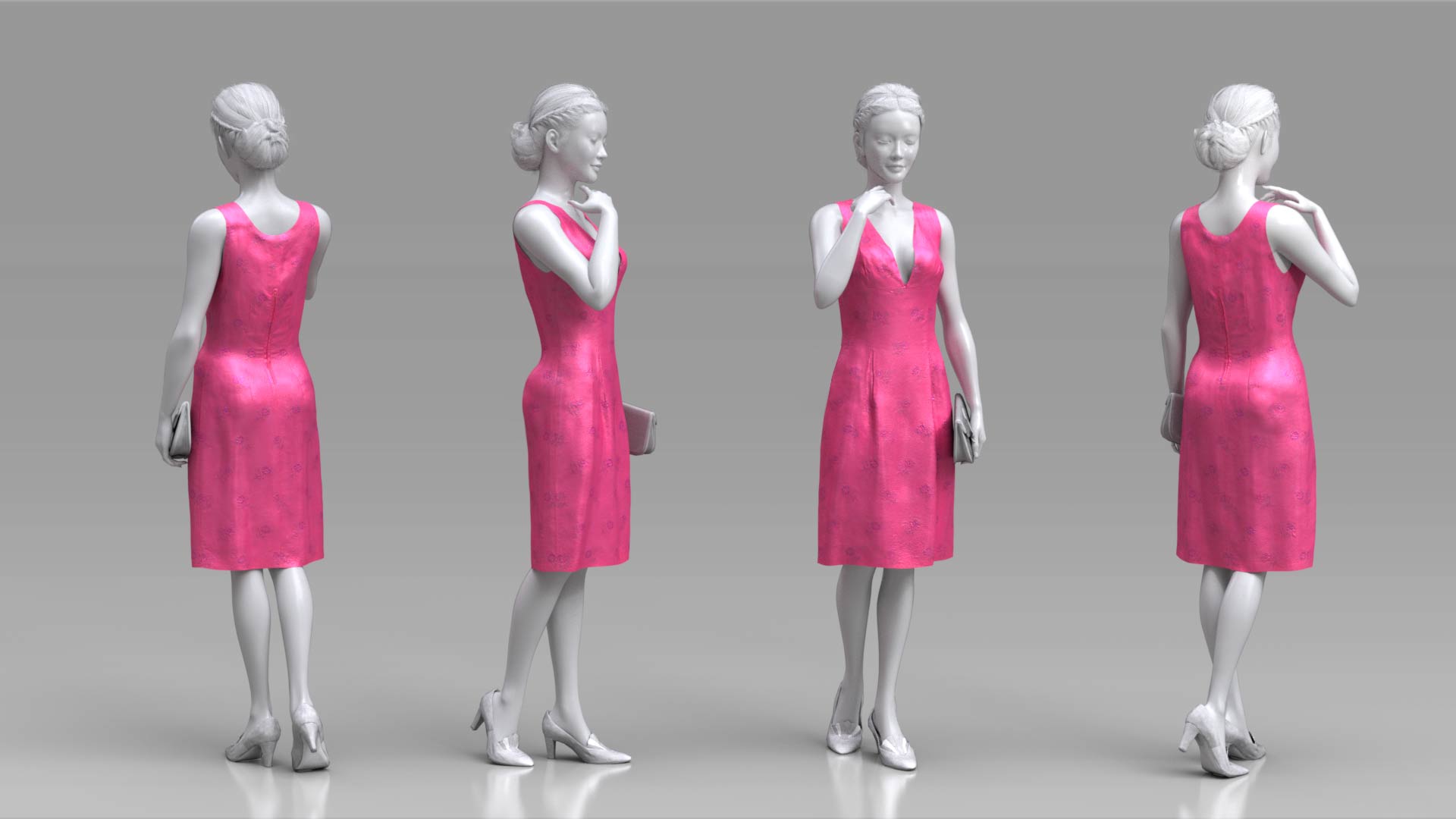 Shiny Pink Flower Dress - Character Creator/Outfit - Reallusion Content ...