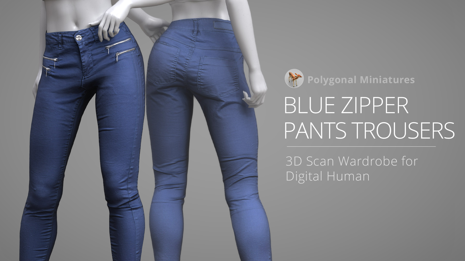 Blue Zipper Pants Trousers - Character Creator/Outfit - Reallusion ...