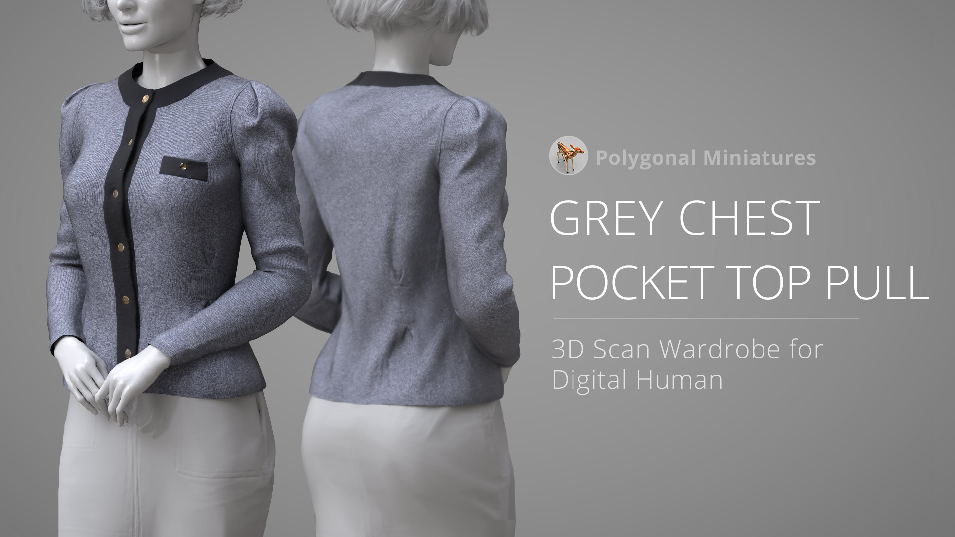 Grey Chest Pocket Top Pull - Character Creator/Outfit - Reallusion ...