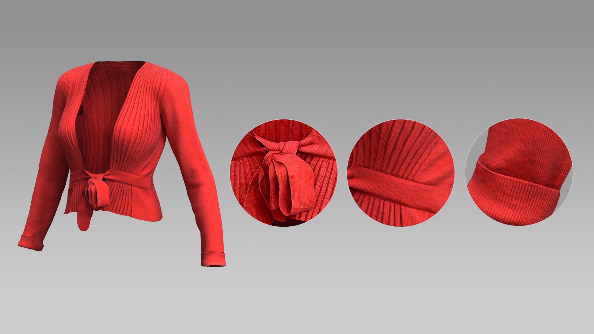Red Cardigan Belt - Character Creator/Outfit - Reallusion Content Store