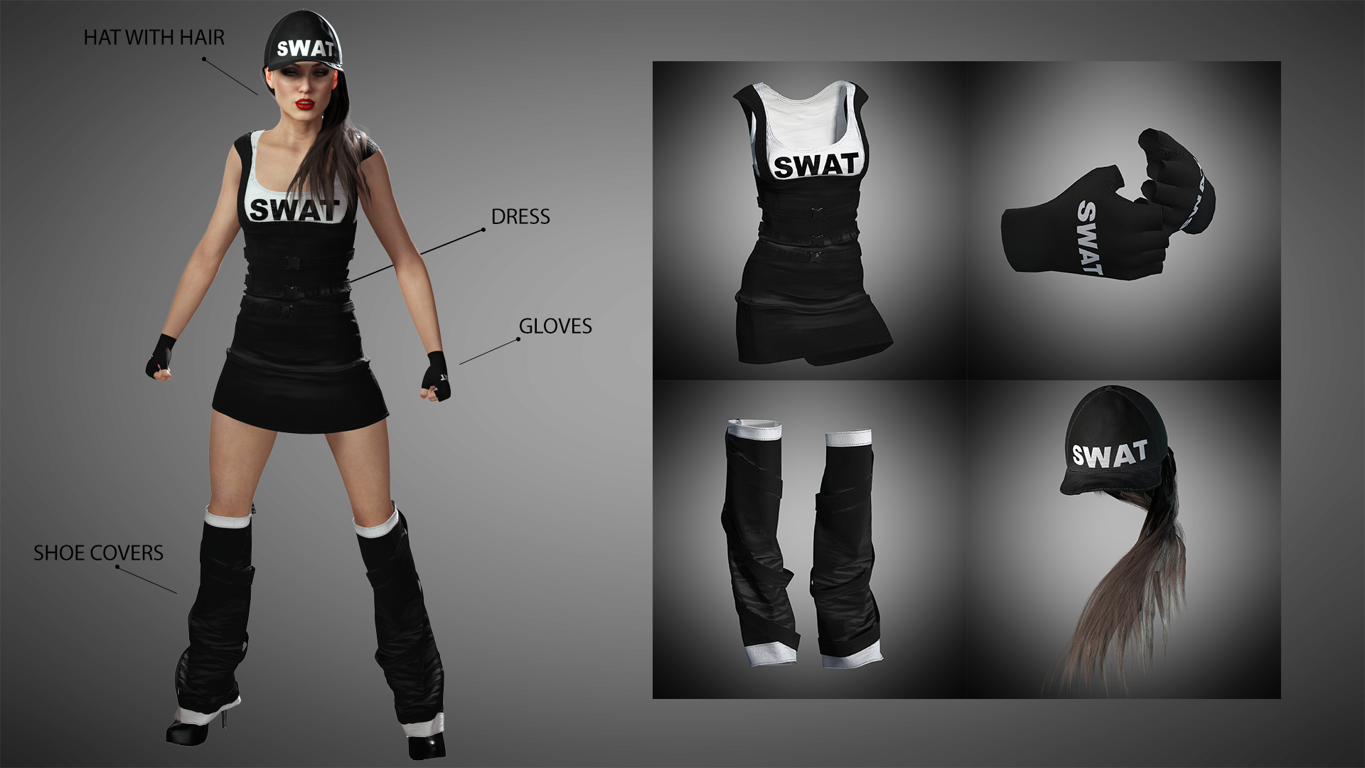 SWAT Sexy Costume - Character Creator/Outfit - Reallusion Content Store