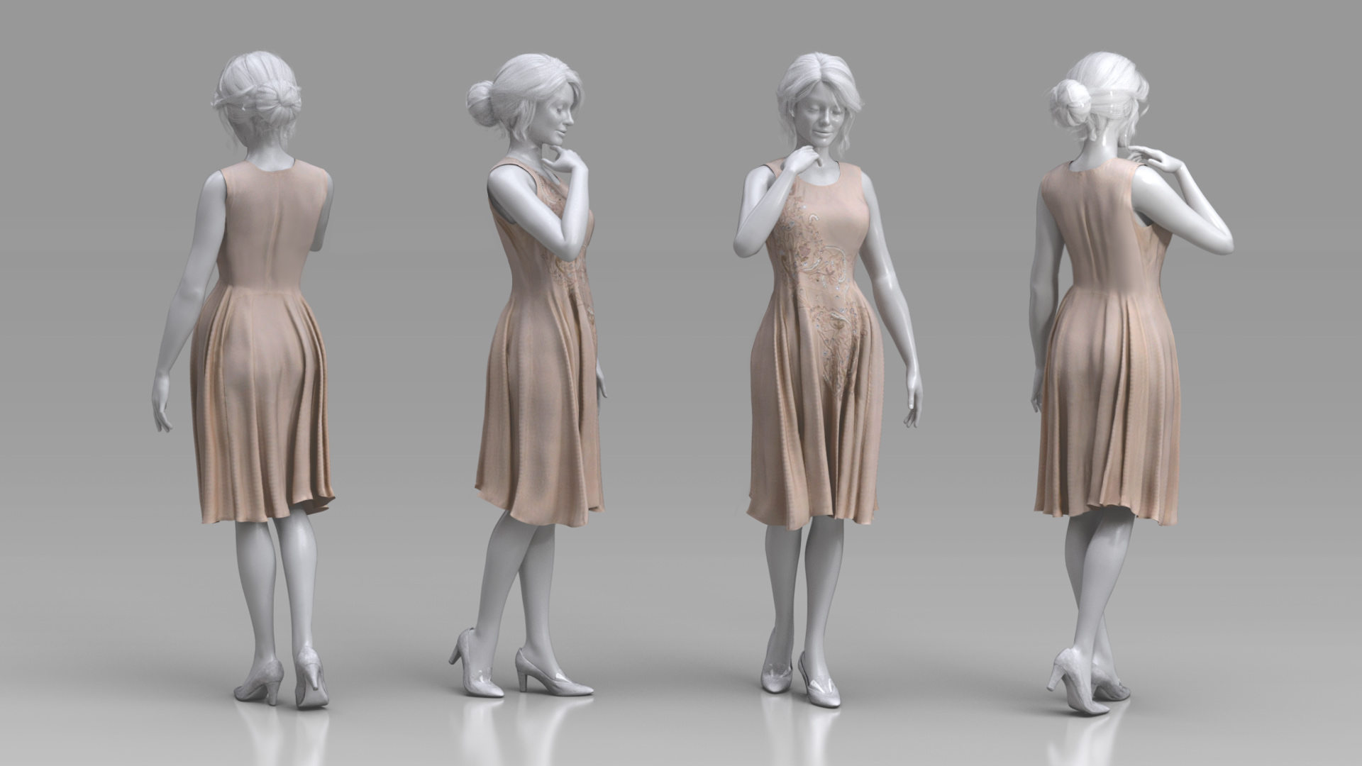Pearl Decorated Beige Dress - Character Creator/Outfit - Reallusion ...