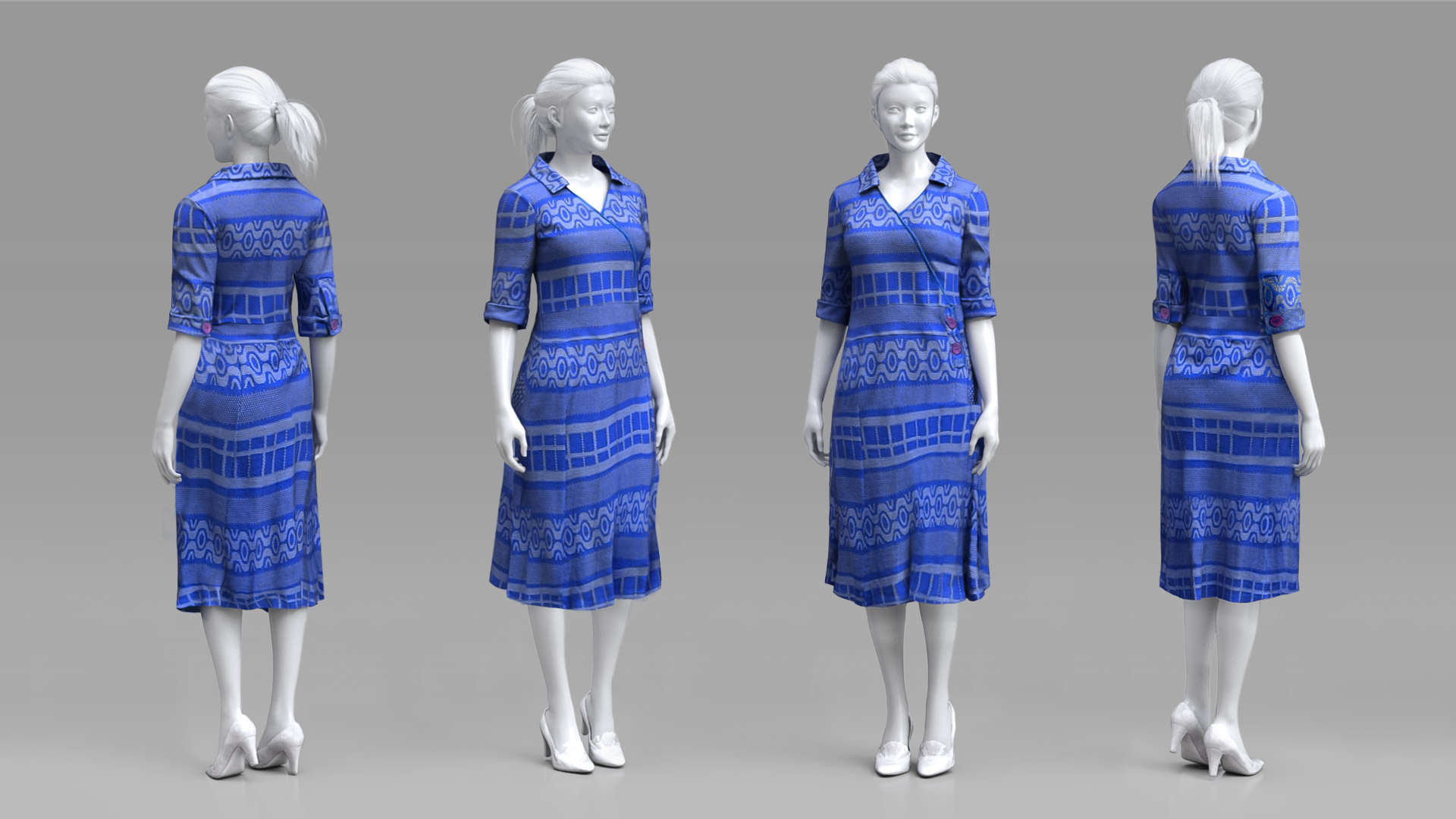 Blue Knit Pattern Dress - Character Creator/Outfit - Reallusion Content ...