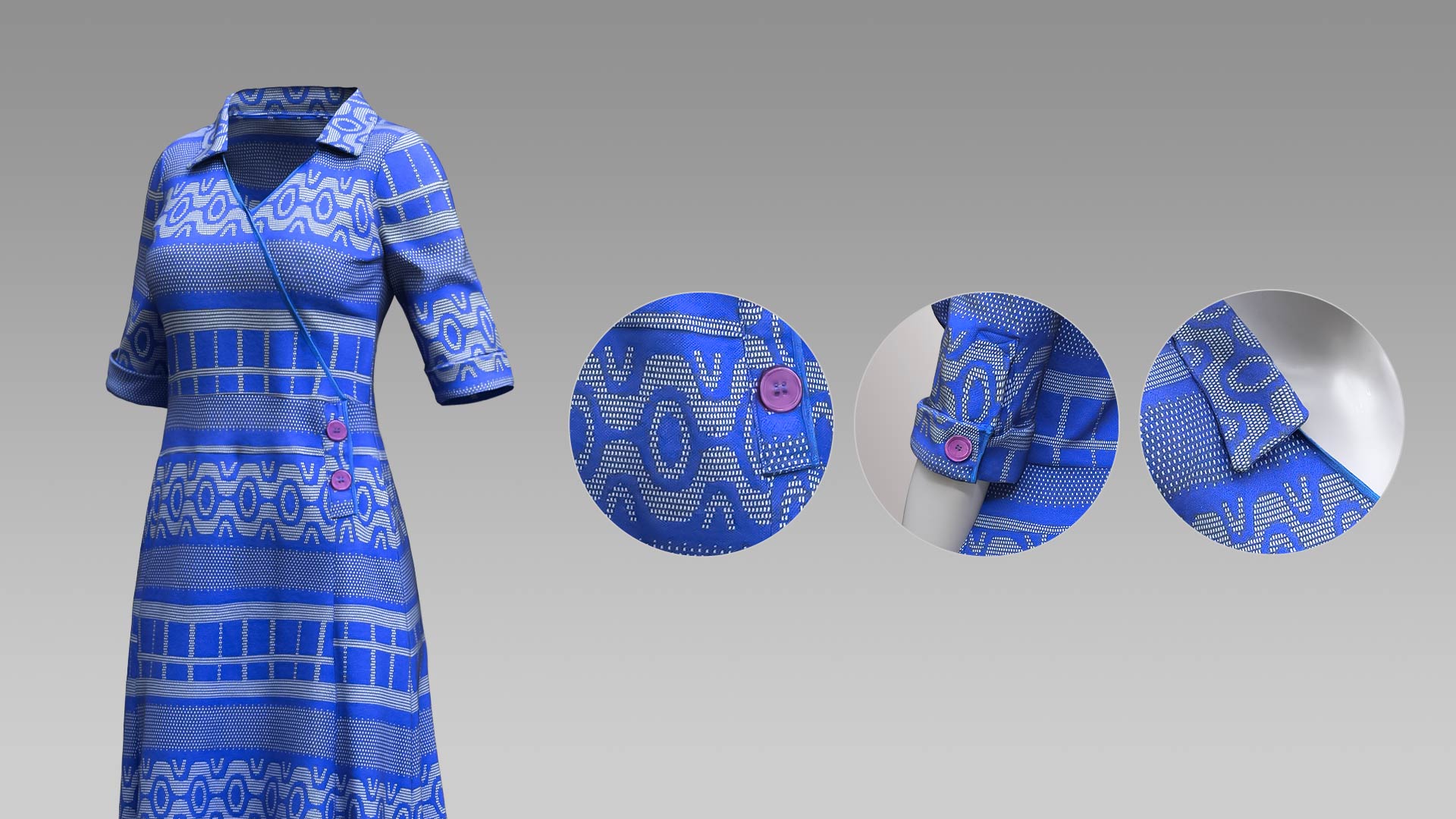 Blue Knit Pattern Dress - Character Creator/Outfit - Reallusion Content ...