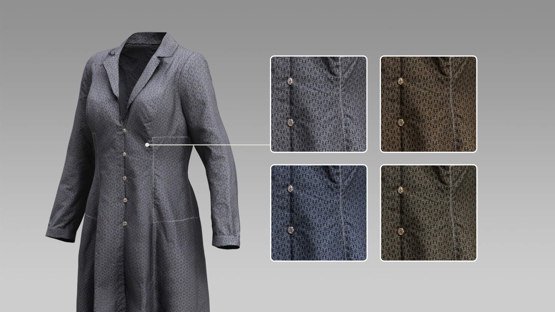 Grey Pattern Dress Buttoned - Character Creator/Outfit - Reallusion ...