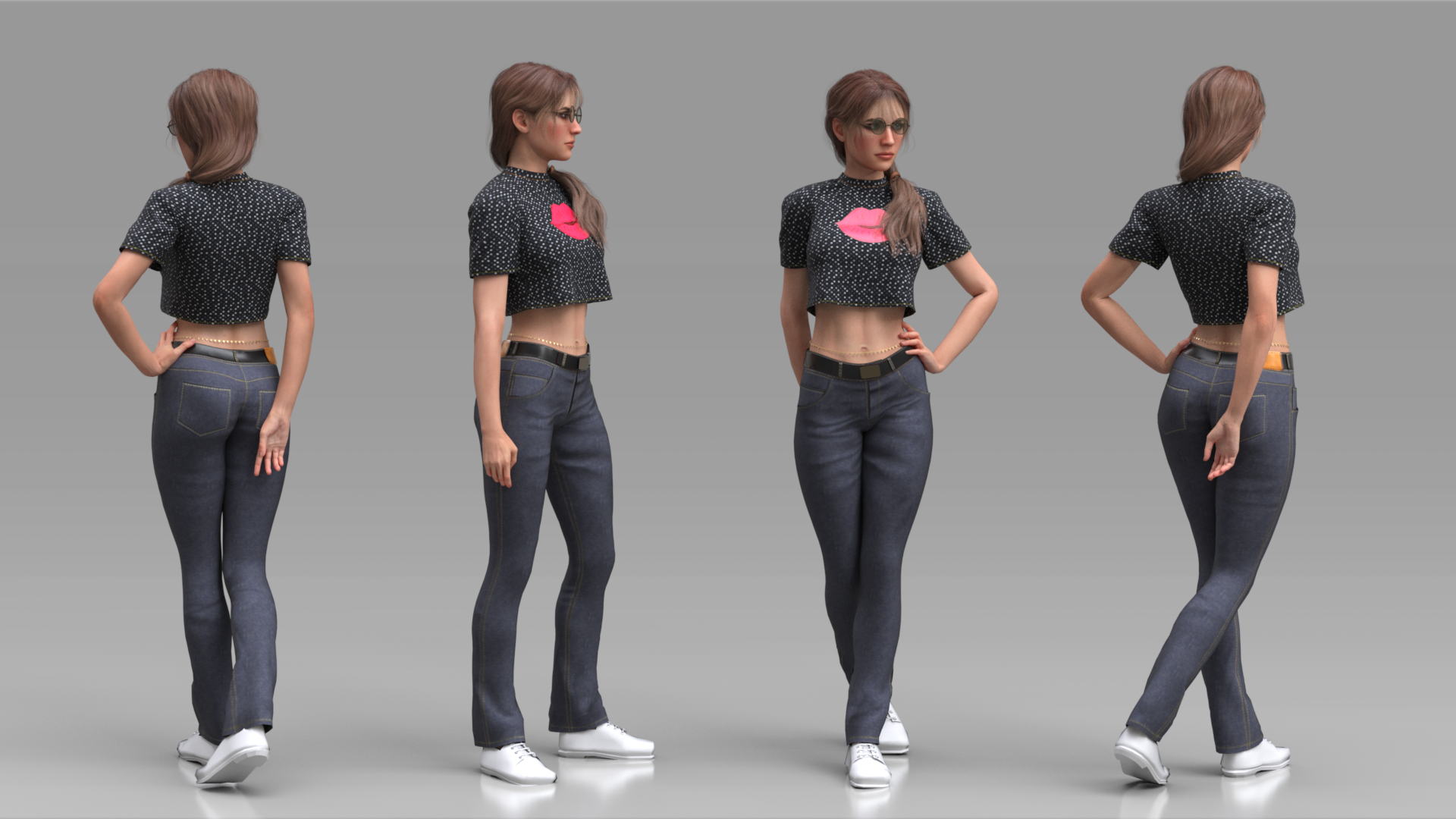 Jeans & Cropped T-shirts - Character Creator/Outfit - Reallusion ...
