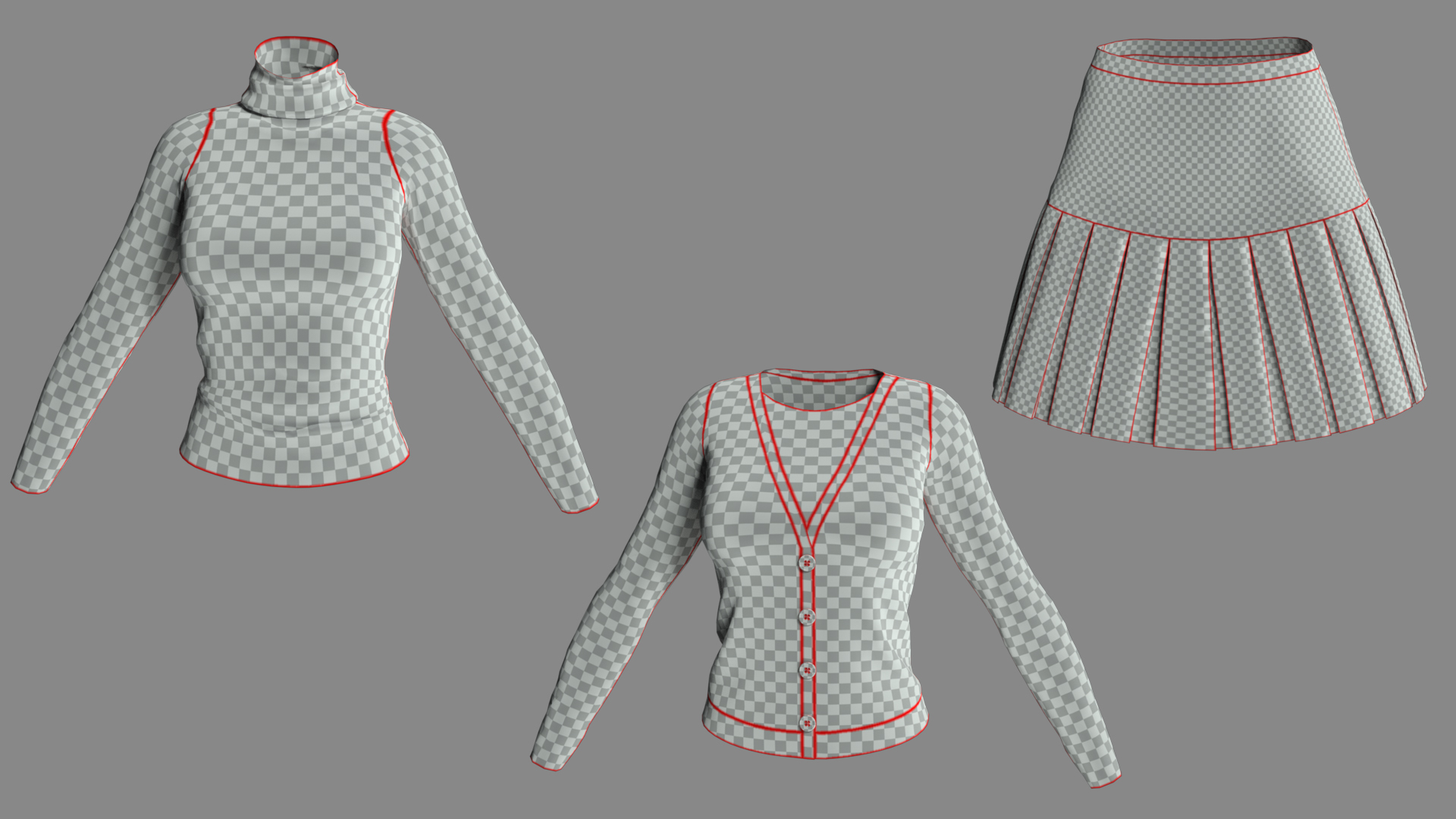 Pleated Skirts & Sweaters - Character Creator/Outfit - Reallusion ...
