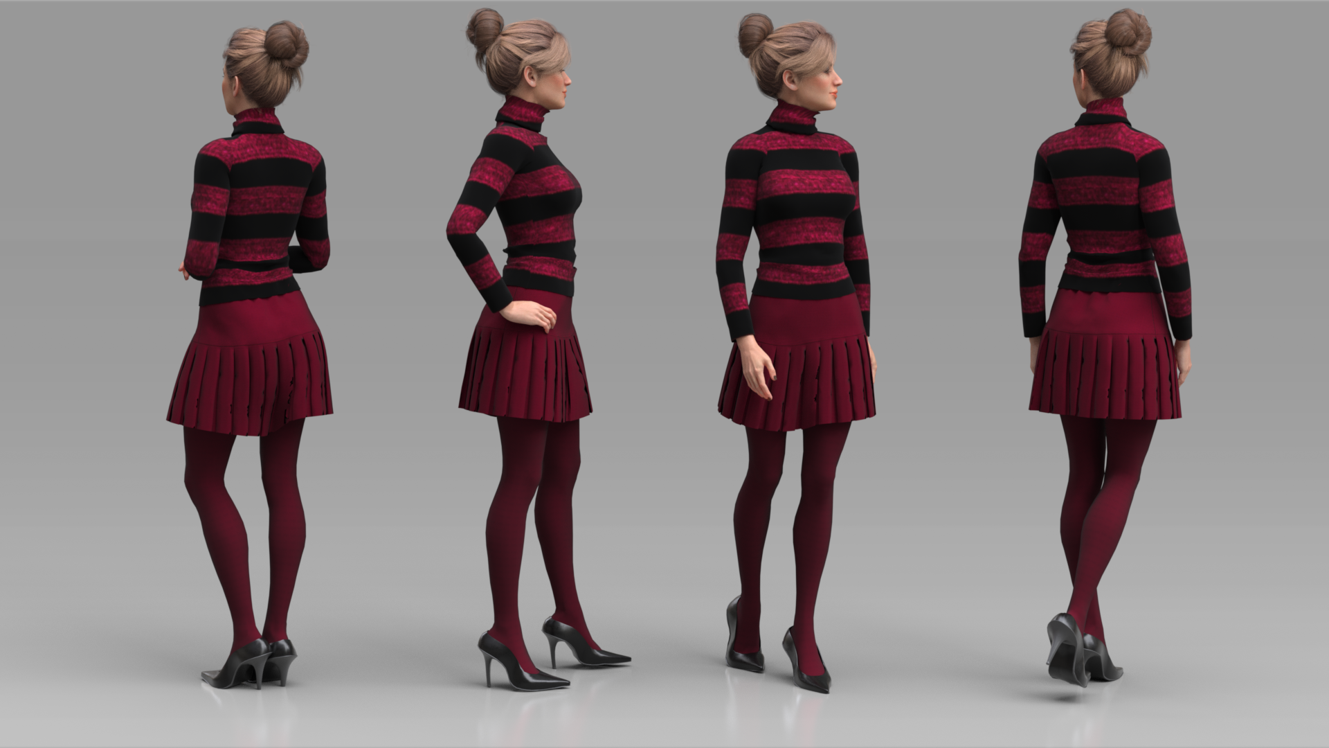 Pleated Skirts & Sweaters - Character Creator/Outfit - Reallusion ...