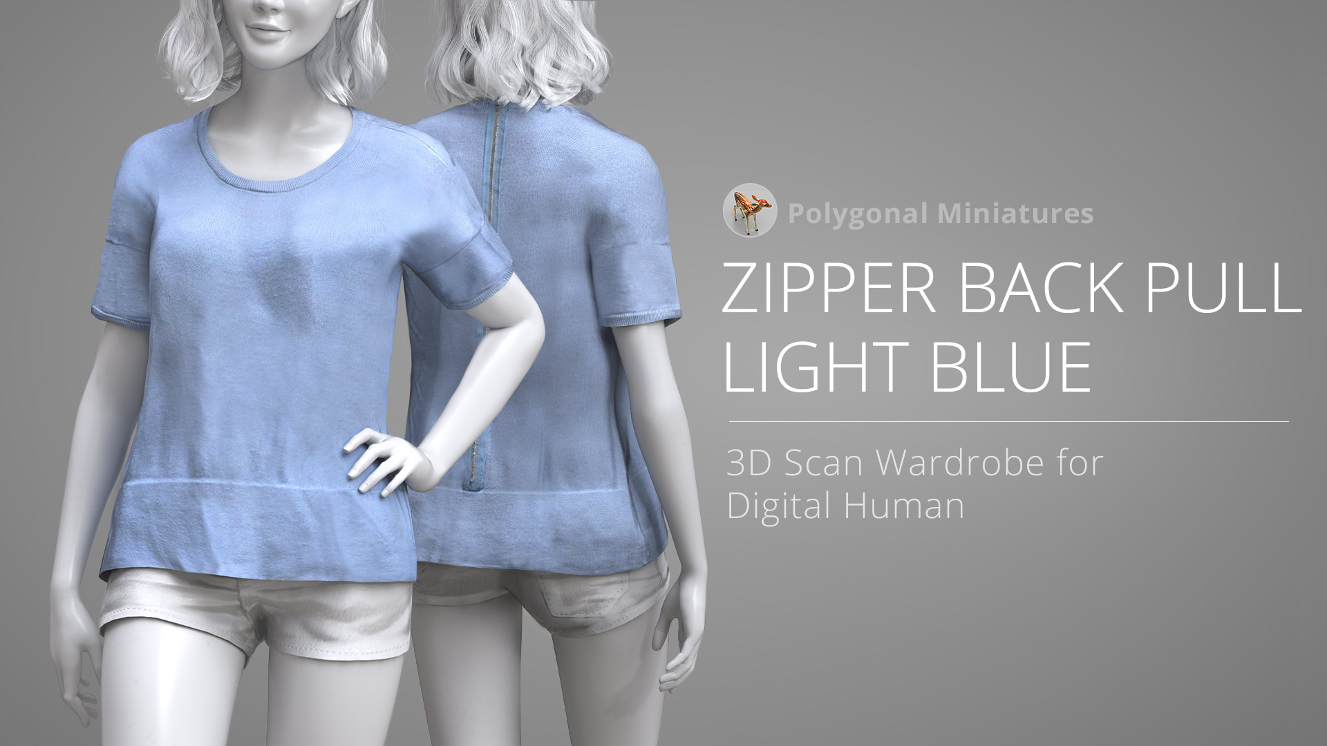 Zipper Back Pull Light Blue - Character Creator/Outfit - Reallusion ...