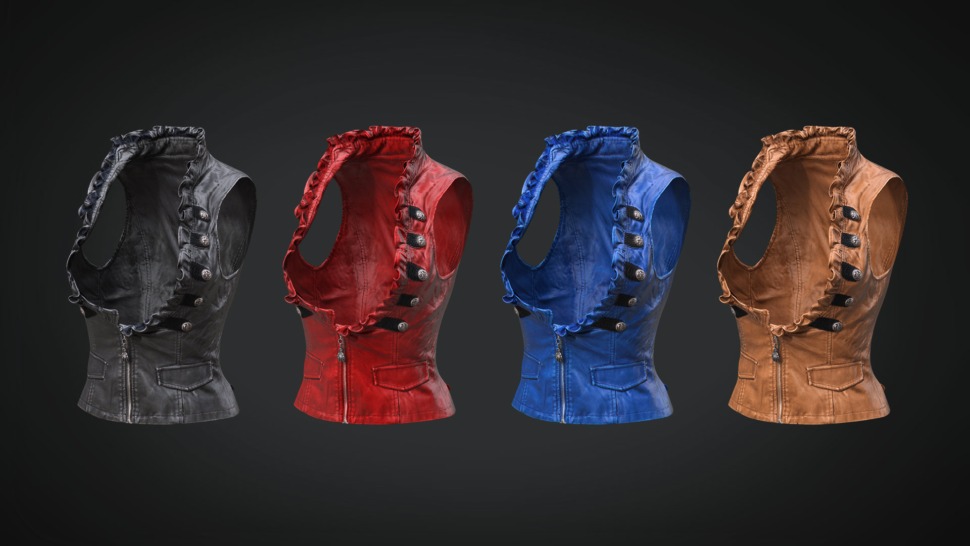 Frills Leather Vest - Character Creator/Outfit - Reallusion Content Store