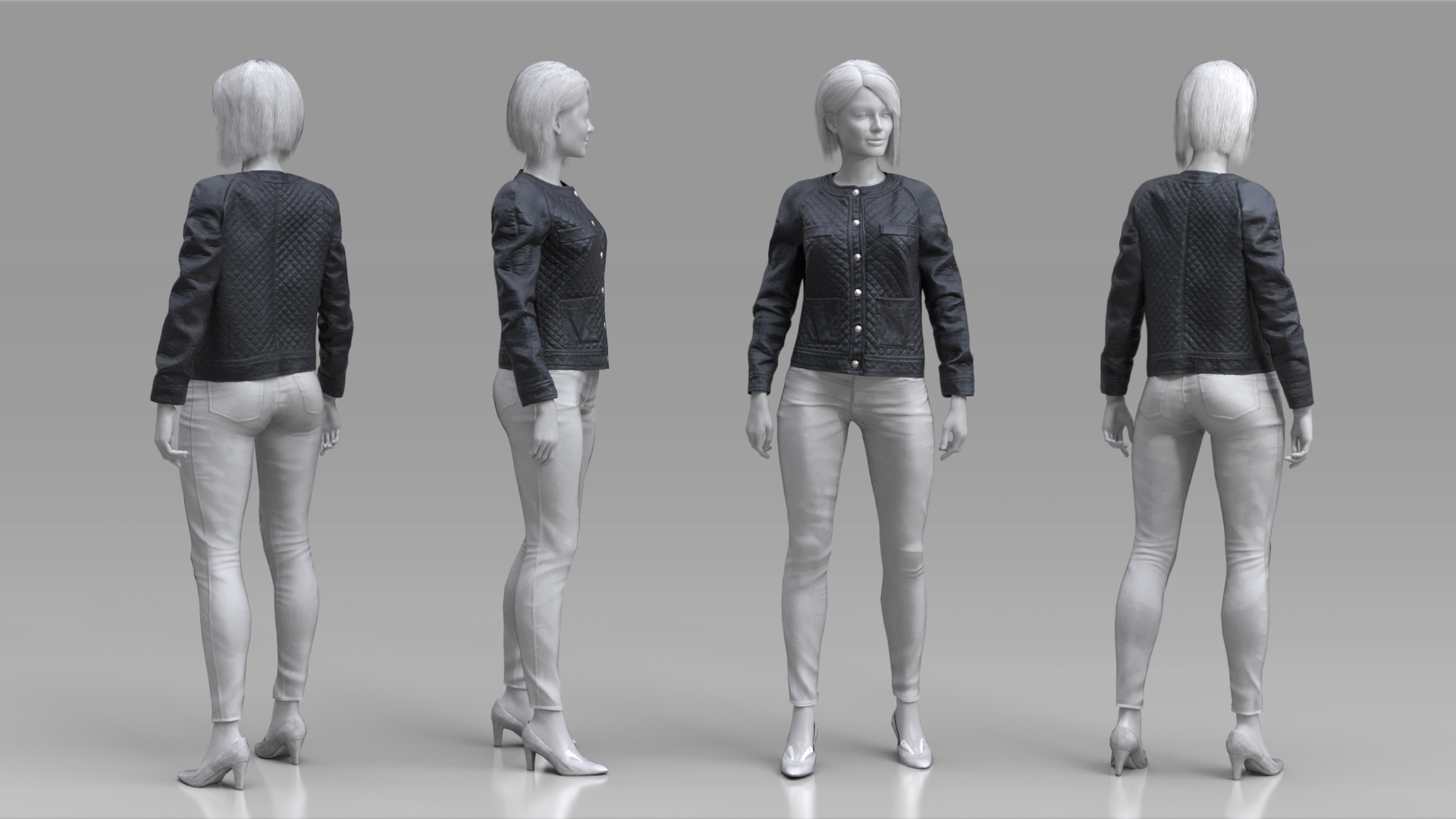 Black Padded Leather Jacket - Character Creator/Outfit - Reallusion ...