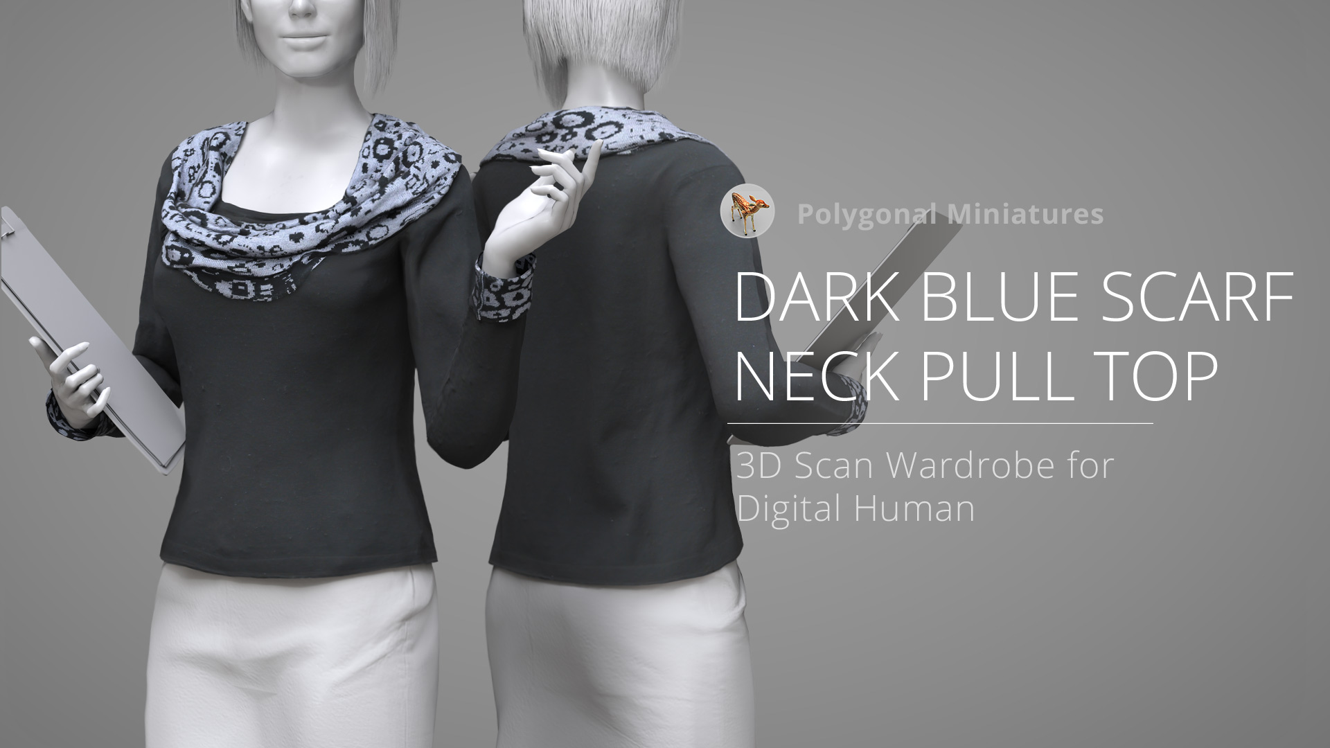 Dark Blue Scarf Neck Pull Top - Character Creator/Outfit - Reallusion ...