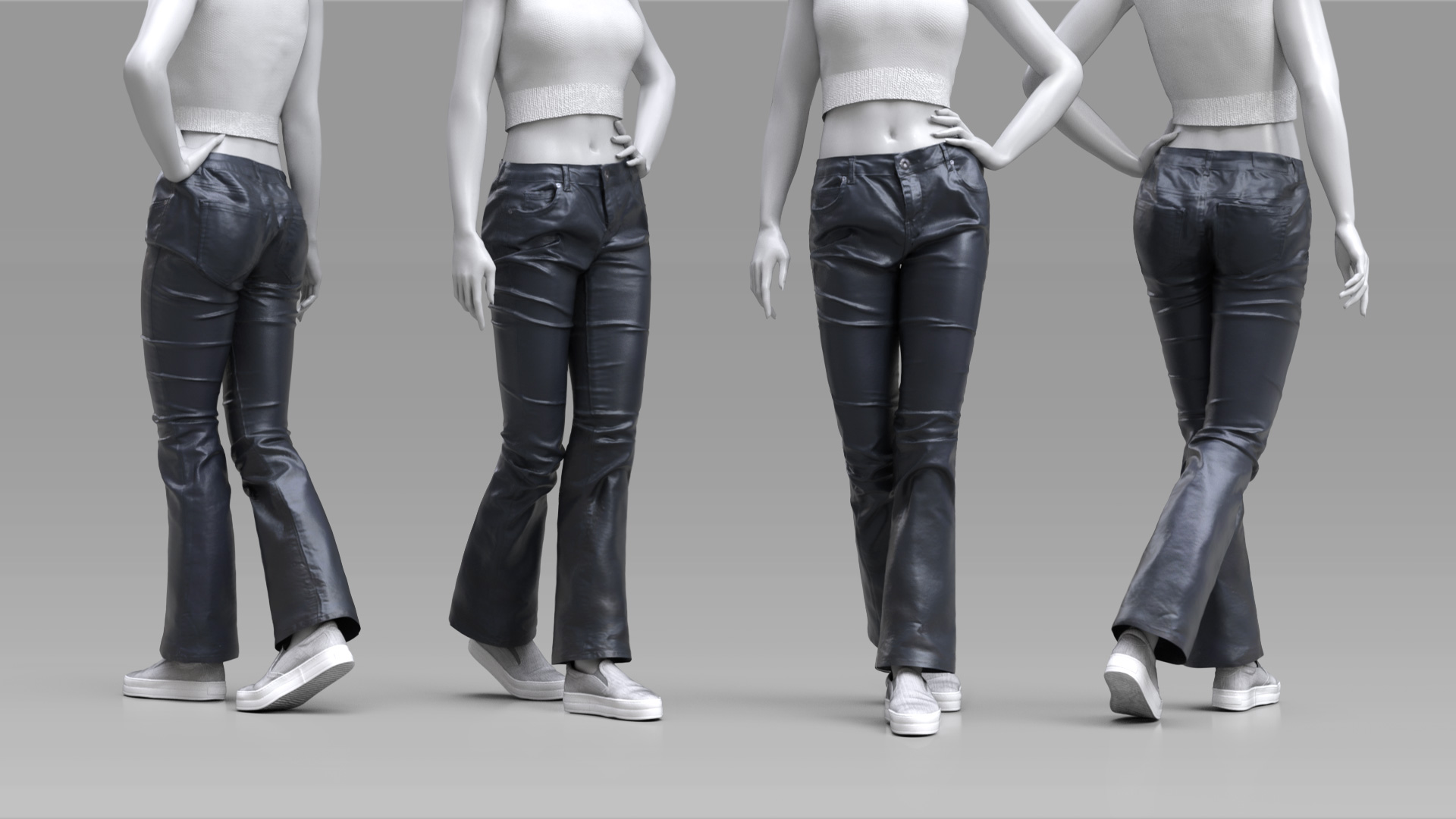 Dark Wide Pants Shiny Trousers - Character Creator/Outfit - Reallusion ...