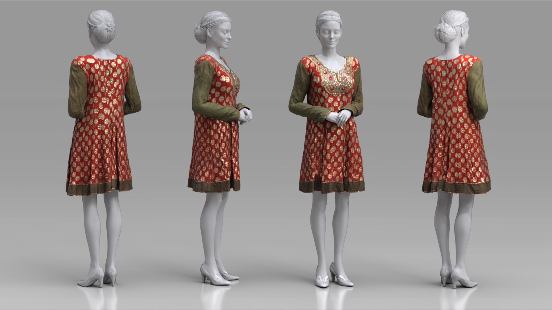 Red Gold Green Classical Dress - Character Creator/Outfit - Reallusion ...