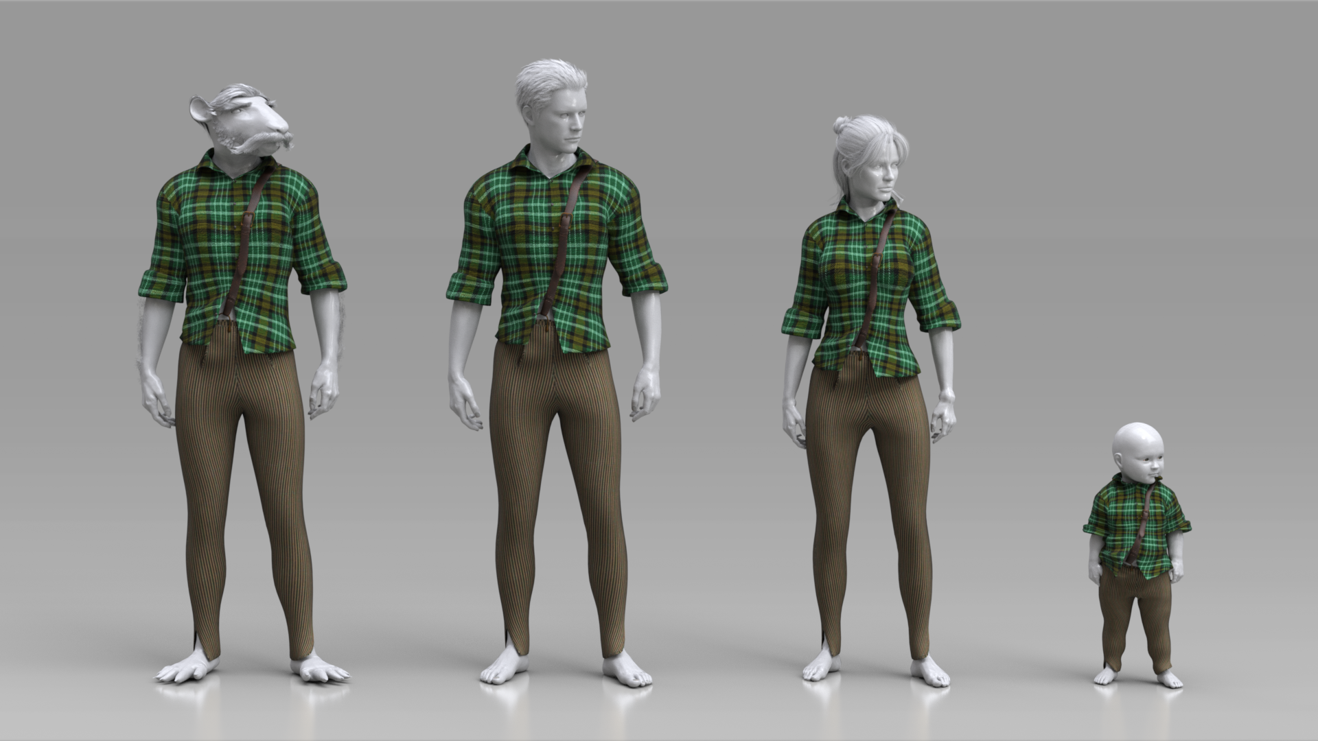 RM3D Shirt + Suspender + Pantaloons (20 variants in 4K) - Character ...