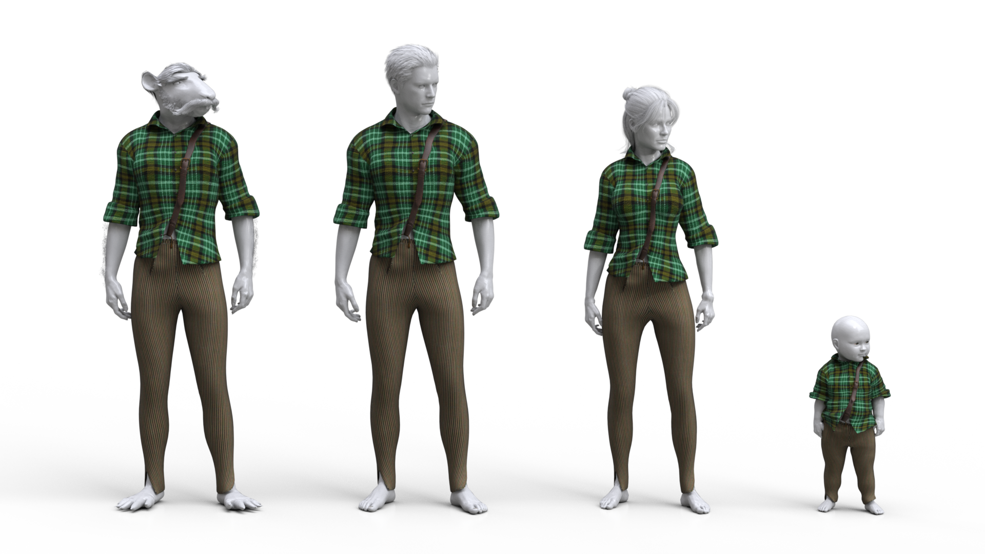 RM3D Shirt + Suspender + Pantaloons (20 variants in 4K) - Character ...