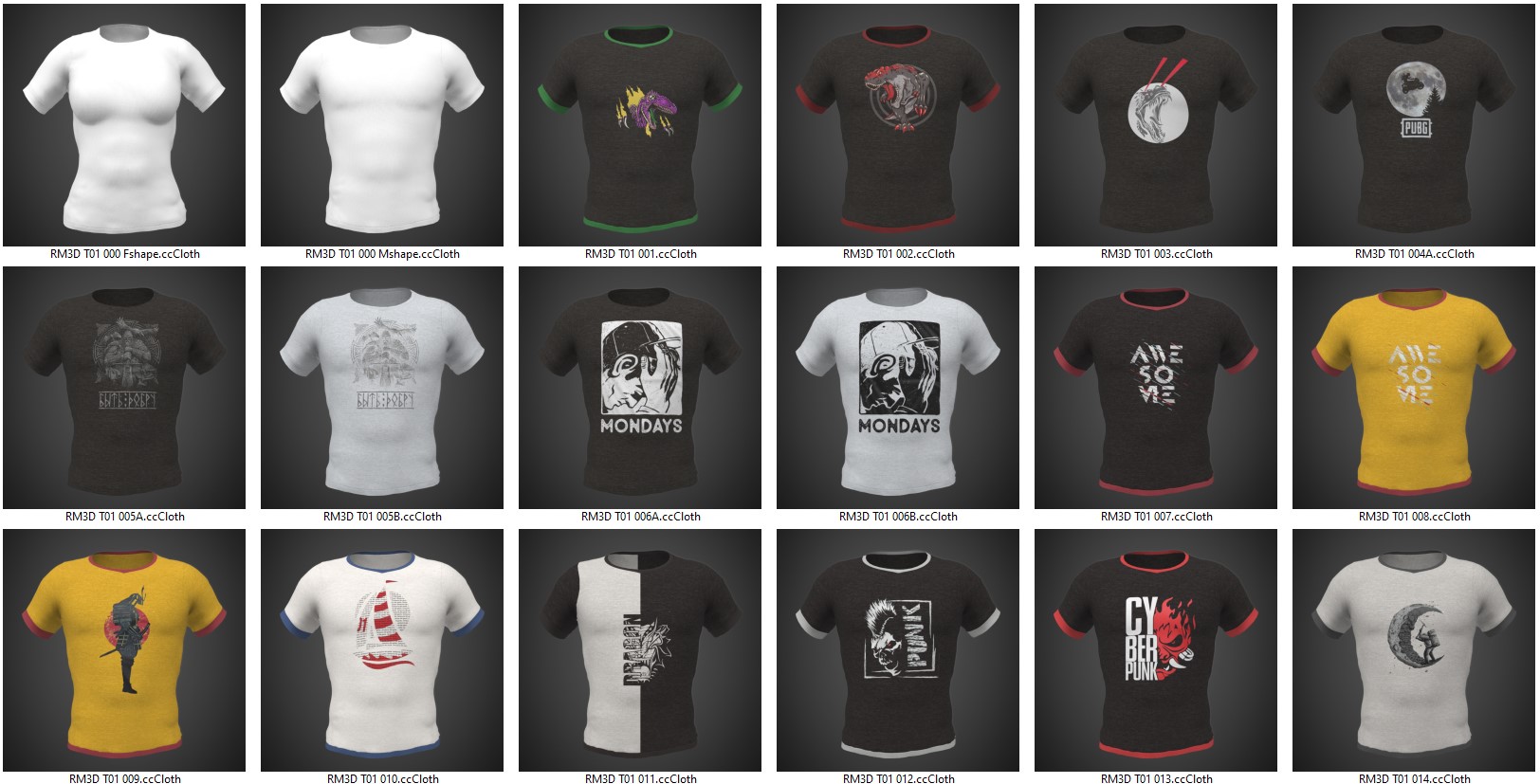 RM3D T-Shirts S1 (160 variants in 8K) - Character Creator/Outfit ...
