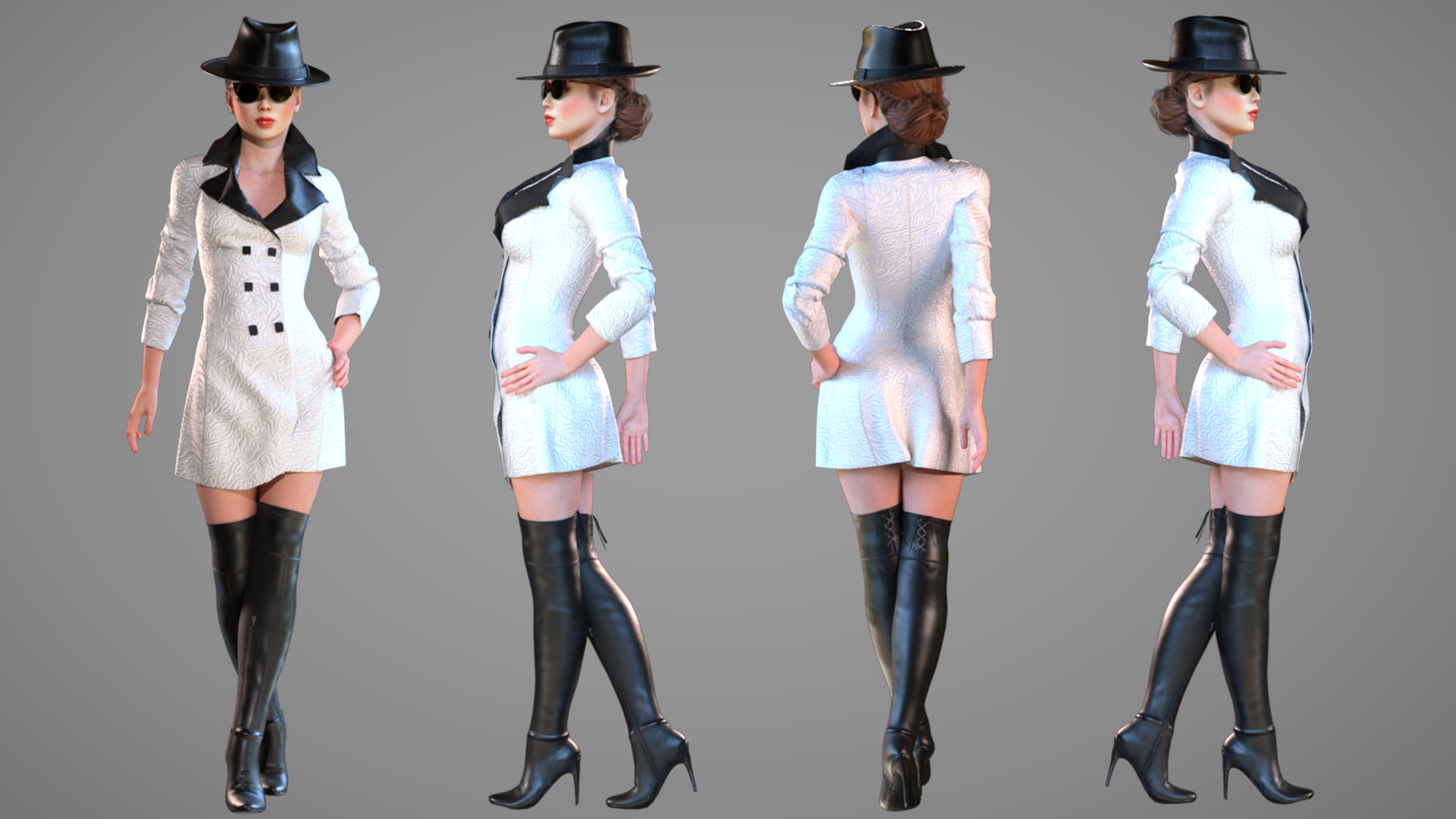 Leather Coat Dresses - Character Creator/Outfit - Reallusion Content Store