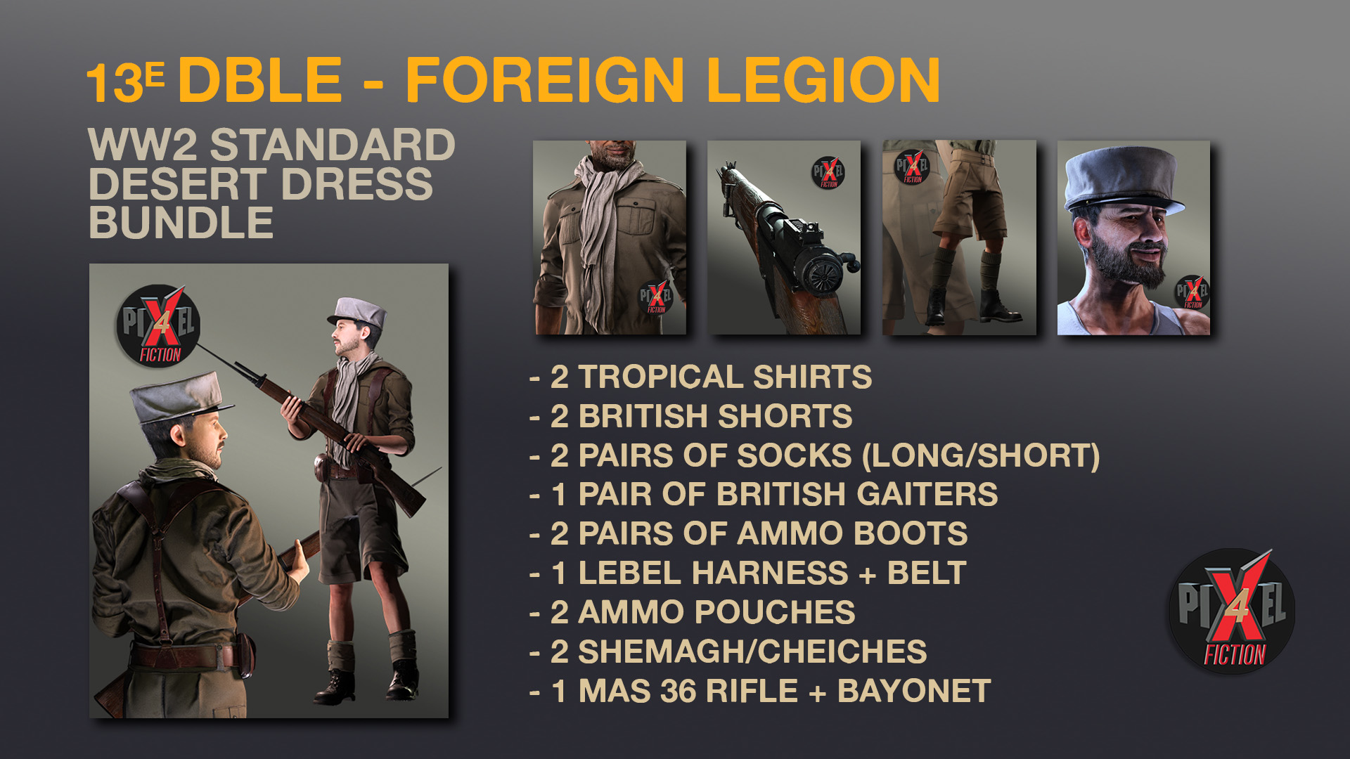 13e DBLE - Foreign Legion Desert Bundle - Character Creator/Outfit - Reallusion Content Store