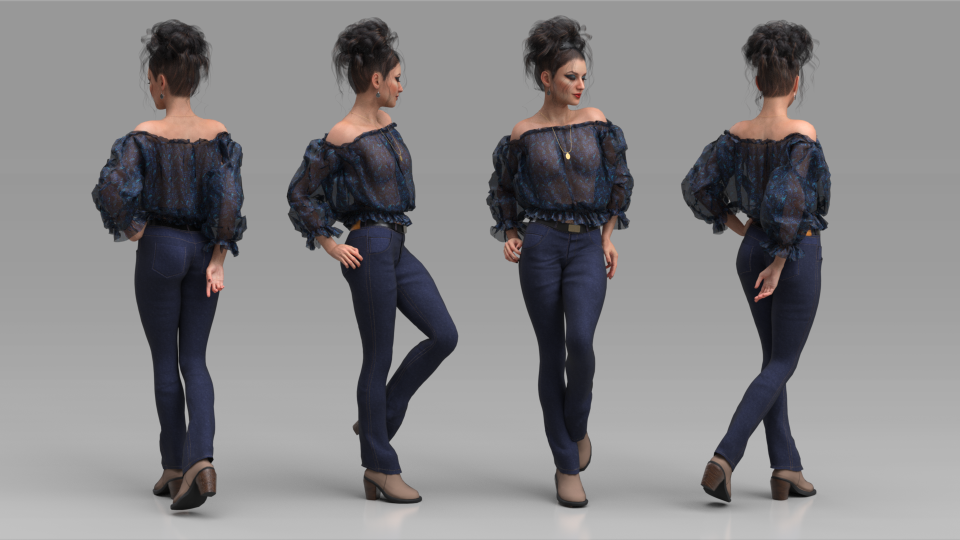Romantic Blouse & Jean - Character Creator/Outfit - Reallusion Content ...