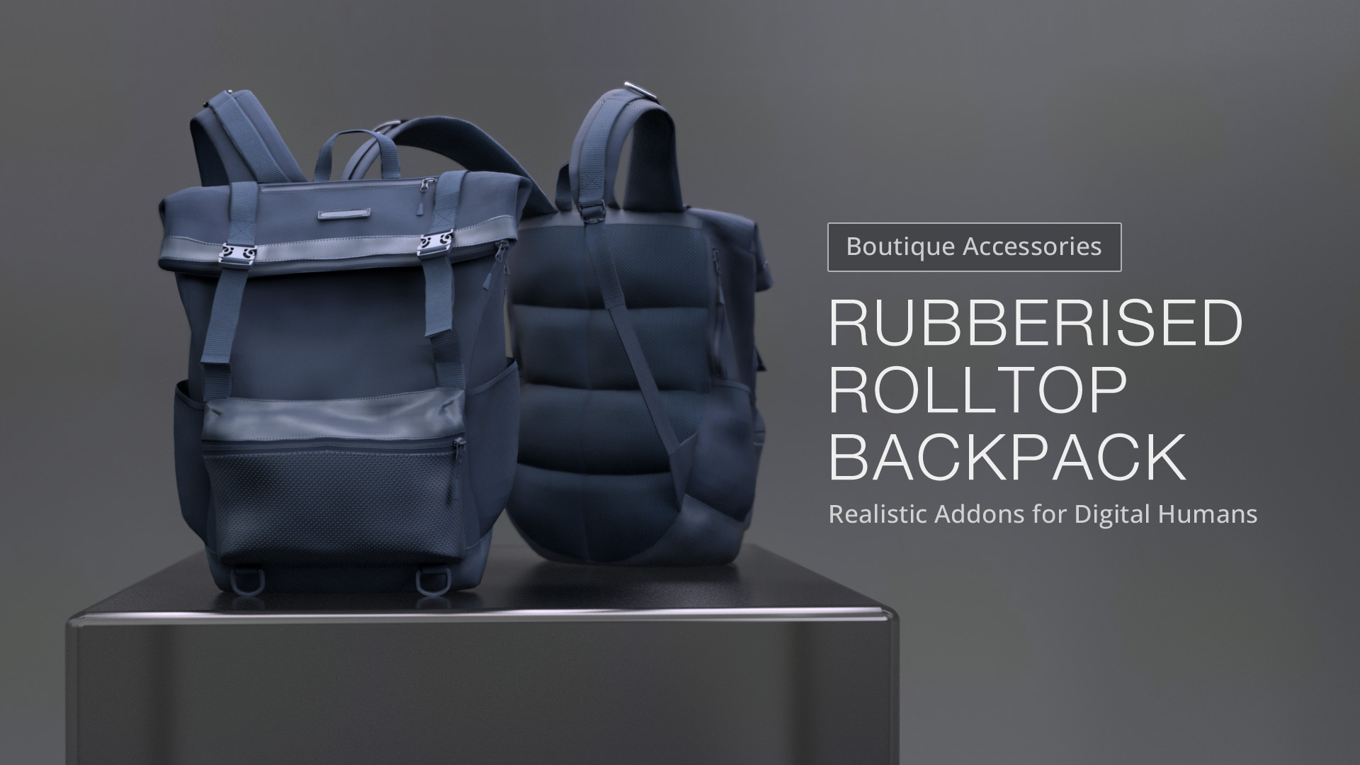 Rubberised Rolltop Backpack - Character Creator/Accessory - Reallusion ...