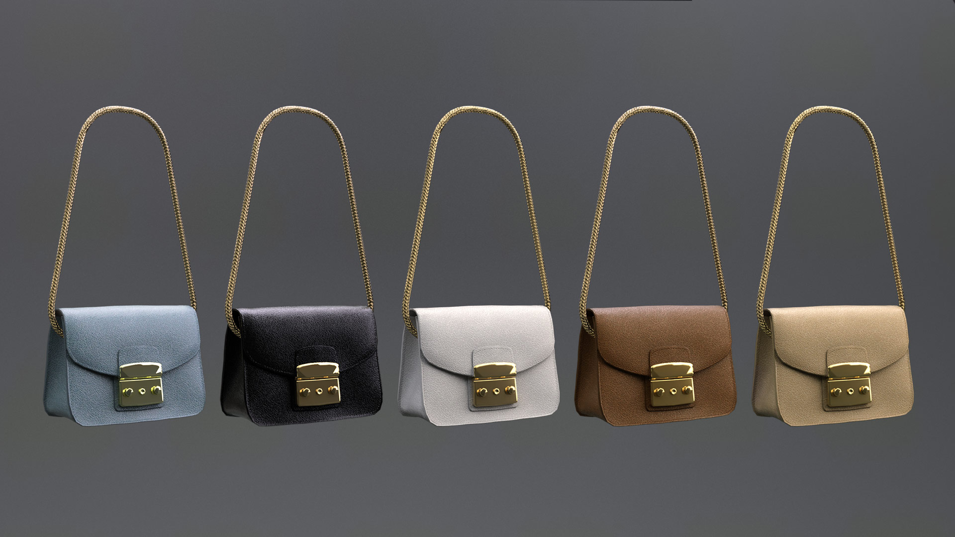 Quilted Chain Shoulder Leather Bag with Padlock - Character Creator ...