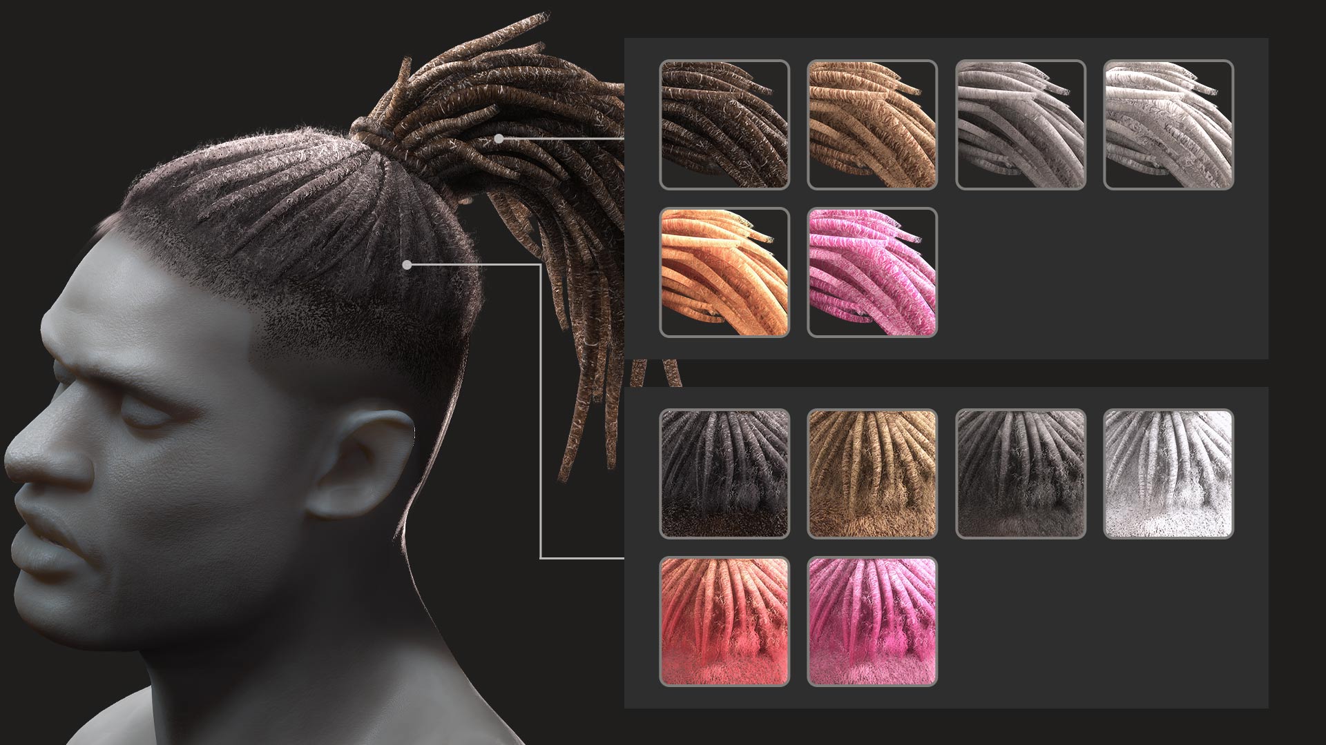 Mid Fade Dreads on Top Hair - Character Creator/Hair - Reallusion ...