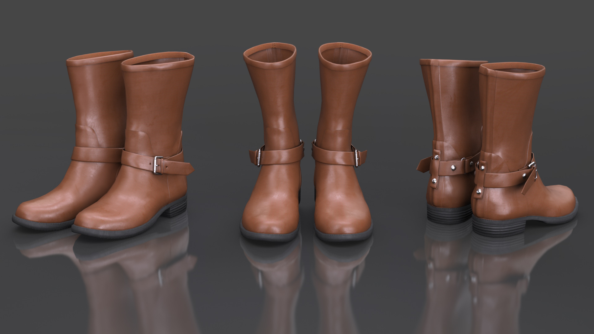 Leather Upper Boot Buckle Shoes - Character Creator/Outfit - Reallusion ...