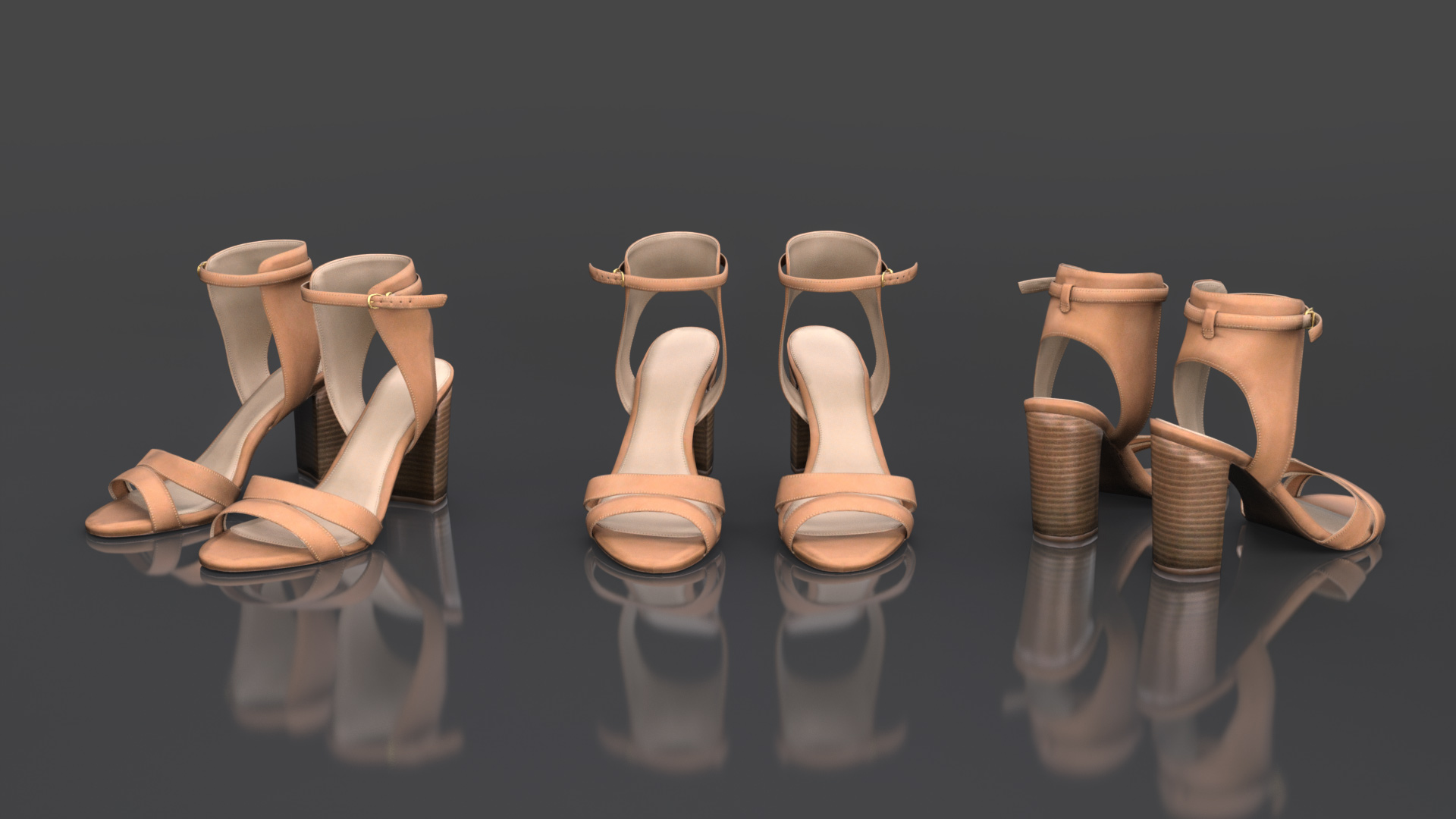 Open Toe Ankle Strap Low Heel Sandals - Character Creator/Outfit ...