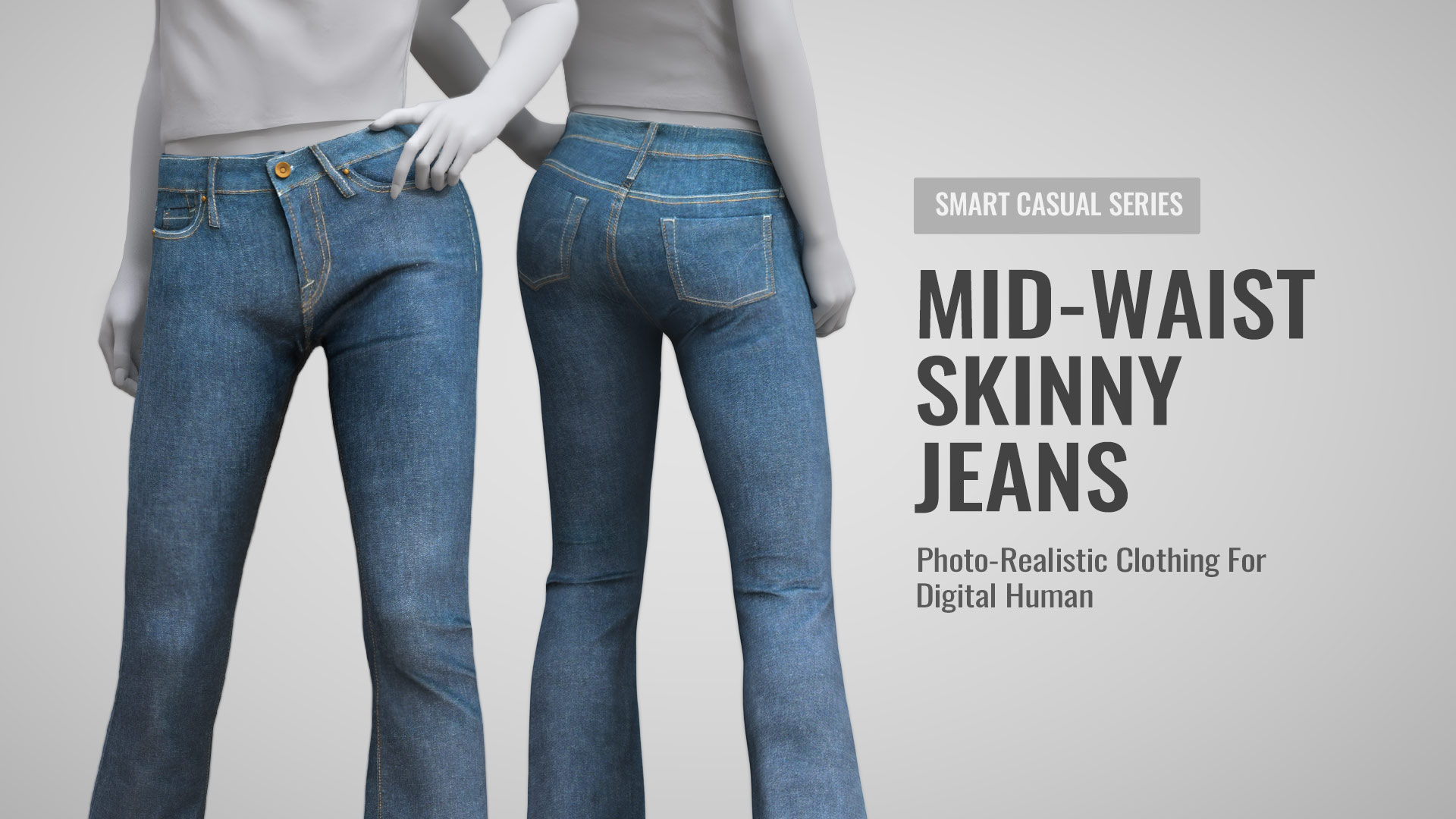 Mid-Waist Skinny Jeans - Character Creator/Outfit - Reallusion Content ...