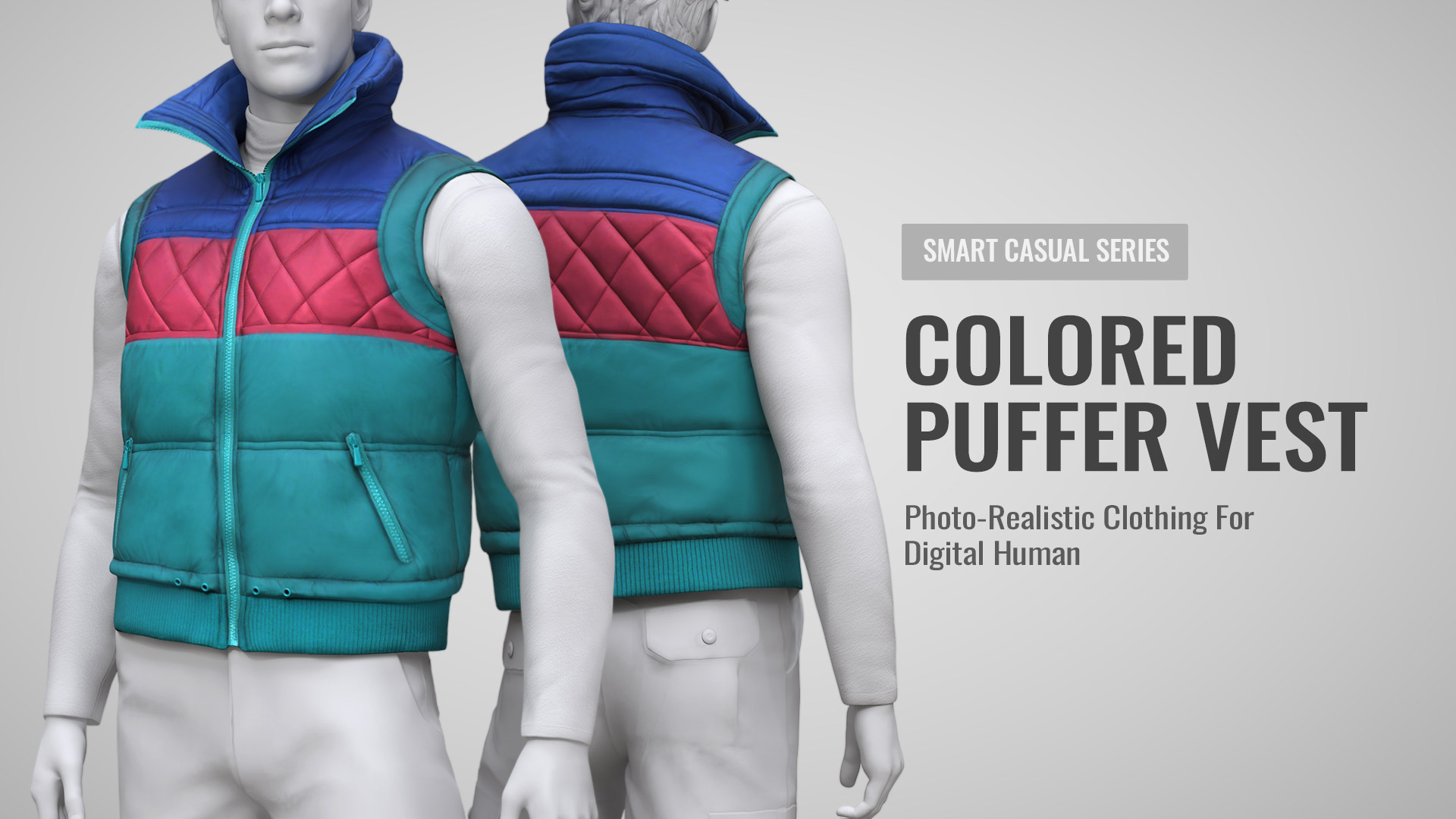 Colored Puffer Vest - Character Creator/Outfit - Reallusion Content Store