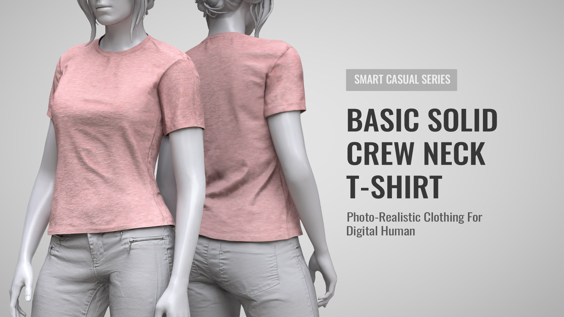 Basic Solid Crew Neck T-Shirt - Character Creator/Outfit - Reallusion Content Store