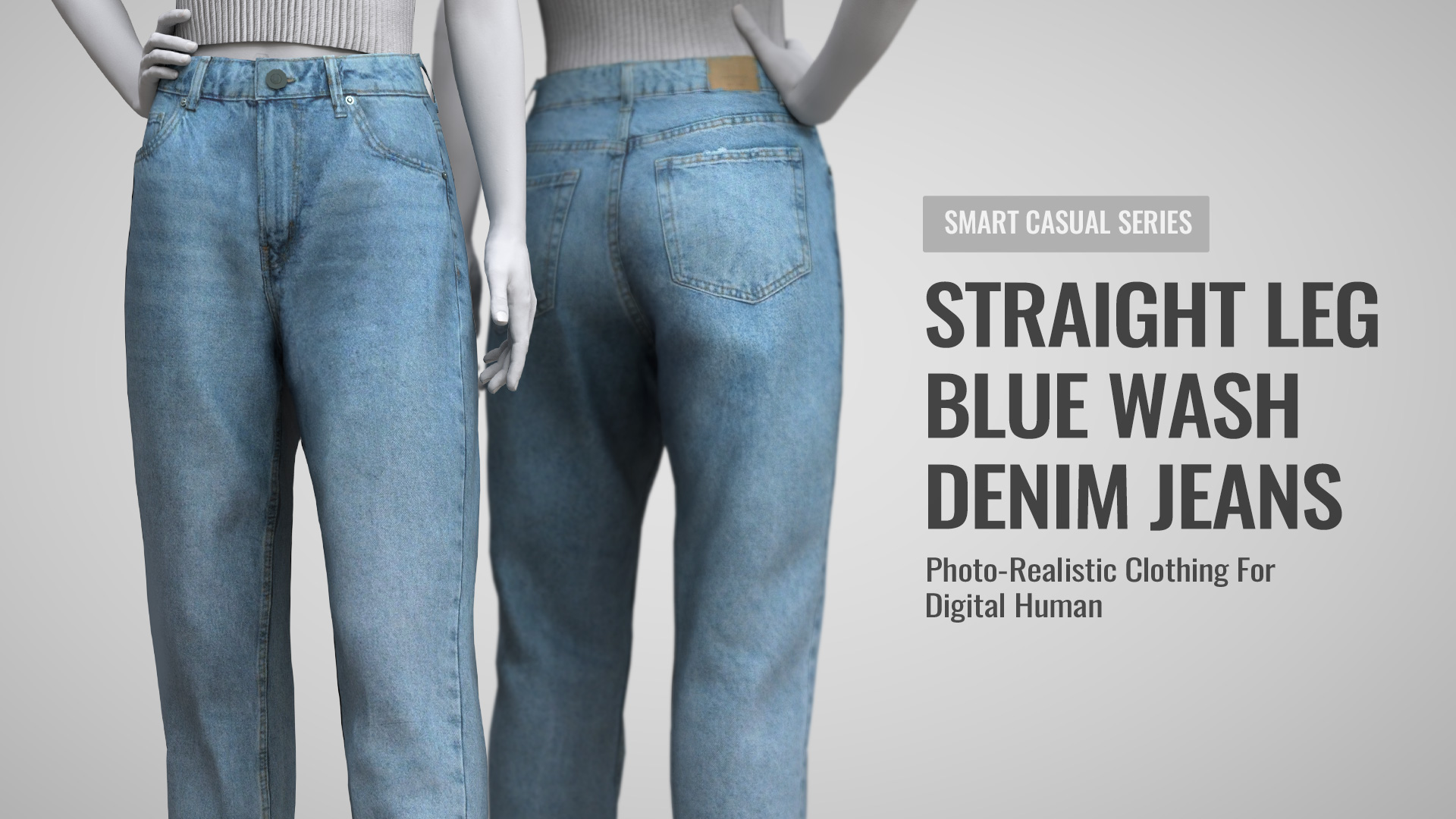 Straight Leg Blue Wash Denim Jeans - Character Creator/Outfit ...