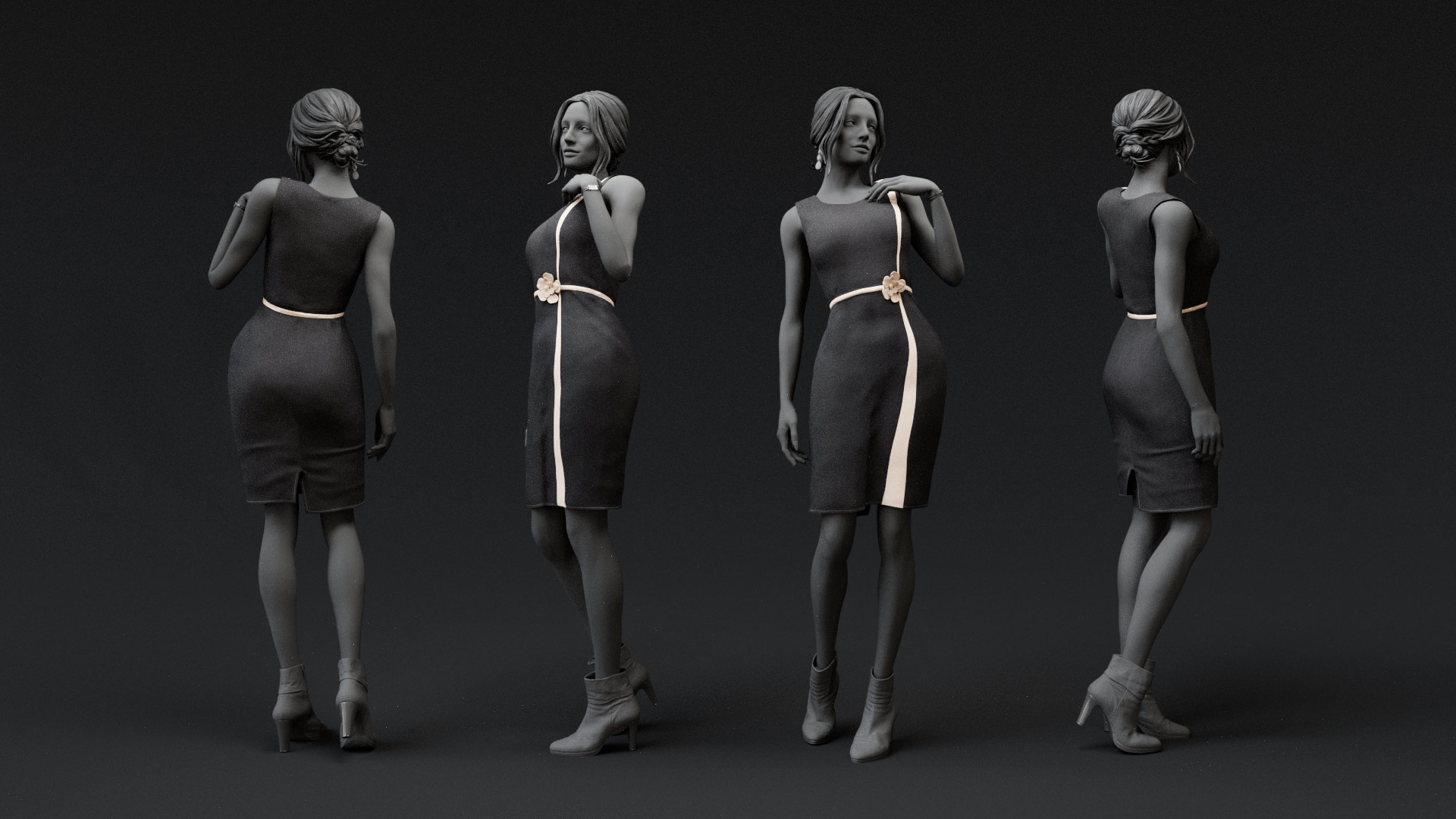 Tailored Dress with a Waist Belt - Character Creator/Outfit ...